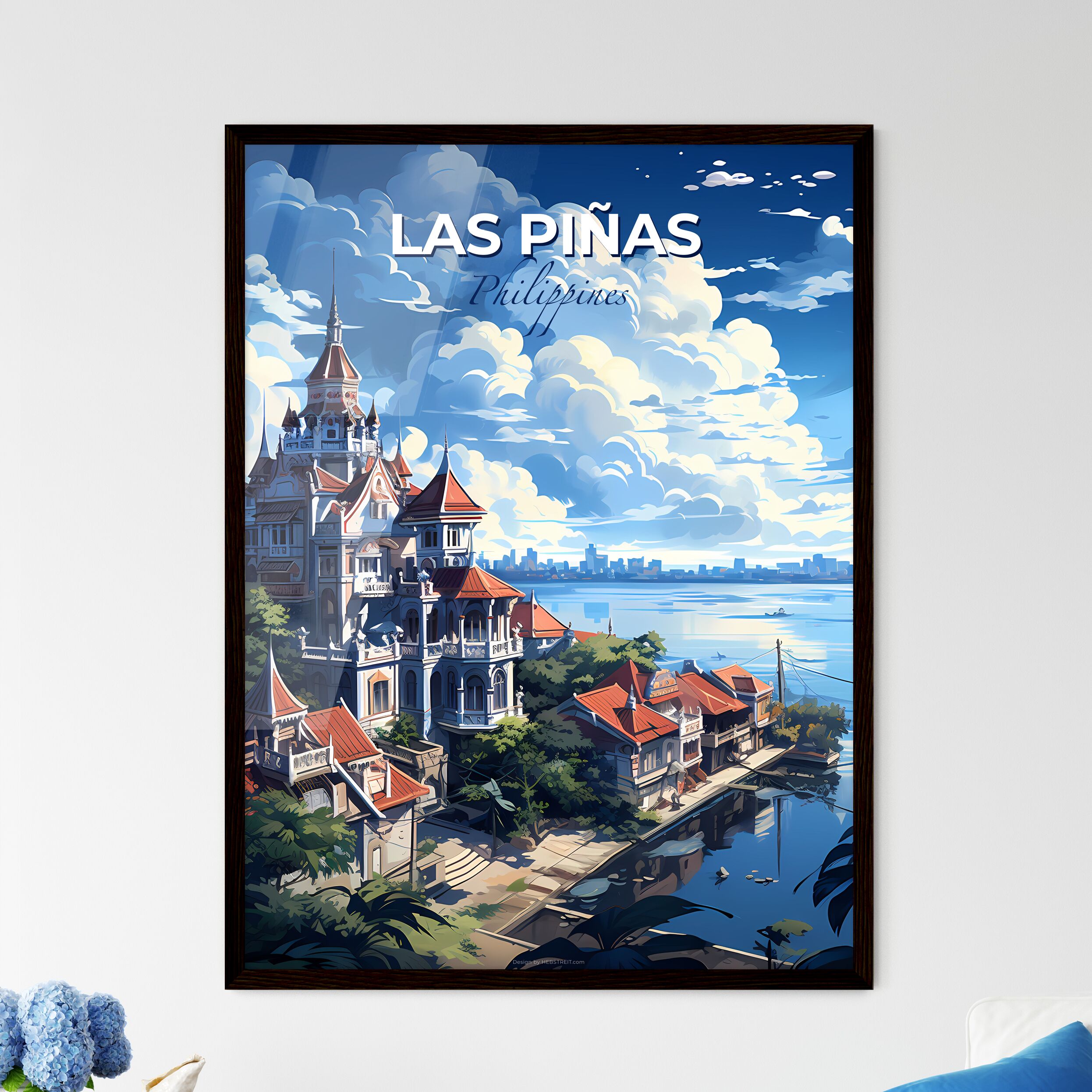 Las Piñas Philippines Skyline - a castle on a lake | AI Art by HEBSTREIT