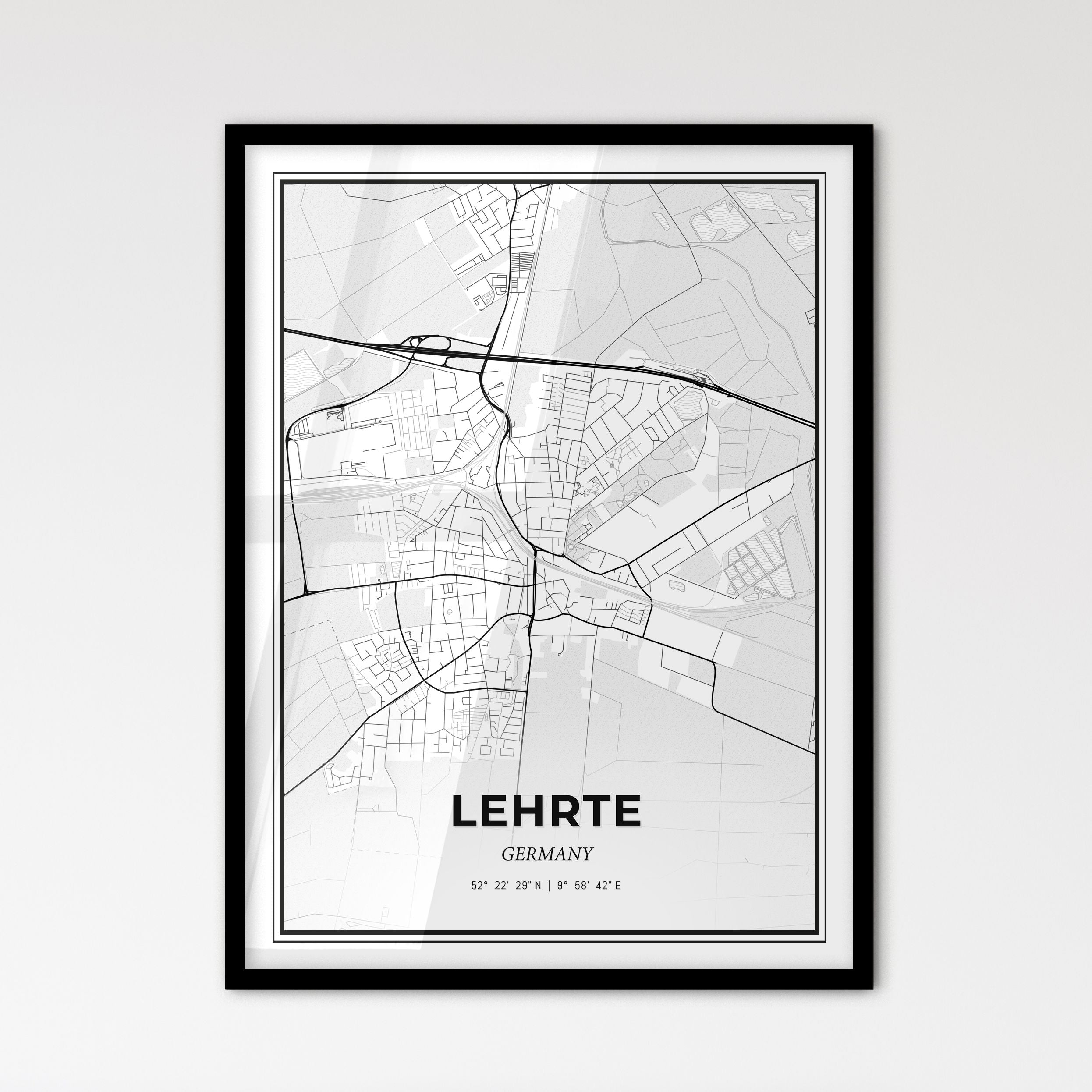 Lehrte Germany Scandinavian Style City Map – HEBSTREIT