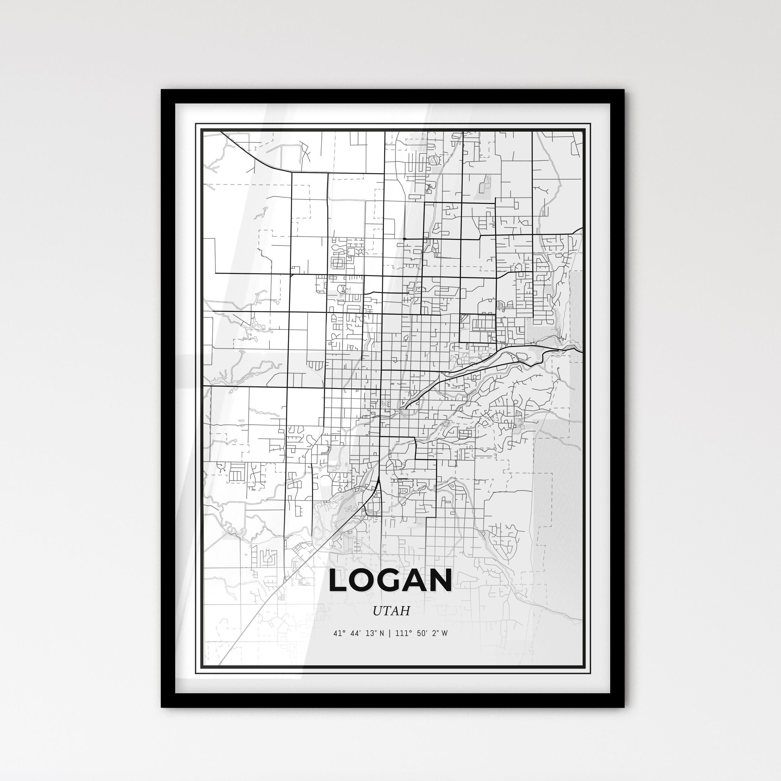 Logan Utah Map - Black and White Art Print – HEBSTREIT