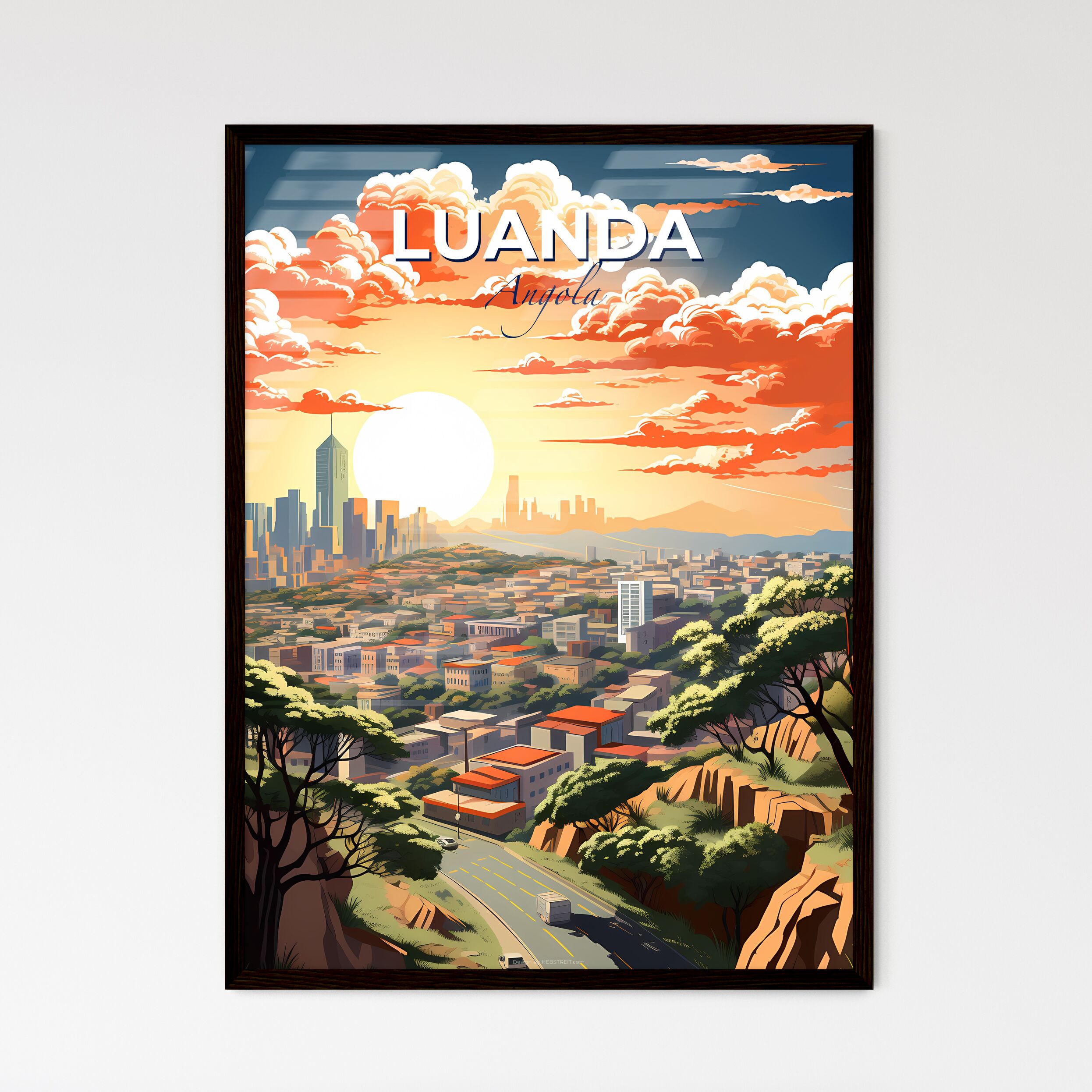 Vibrant Artistic Cityscape Painting of Luanda Angola Skyline with ...