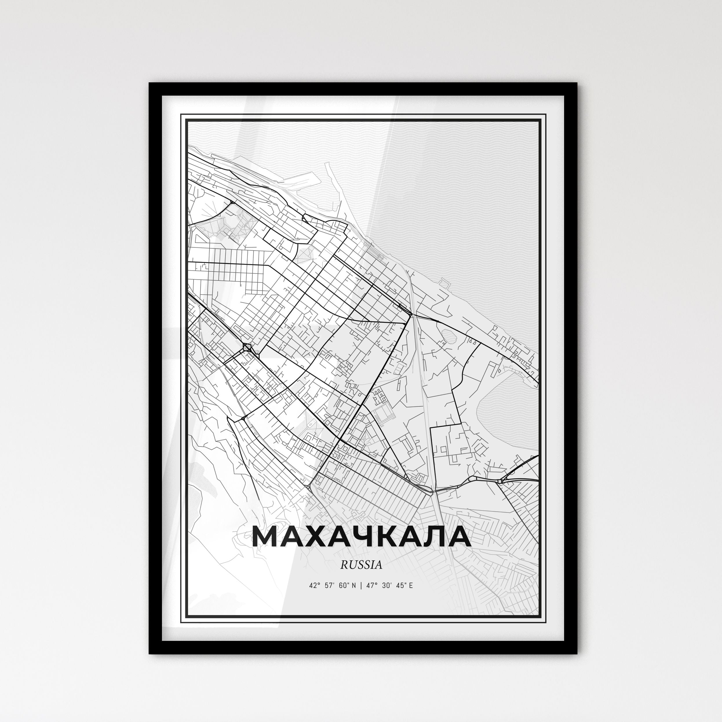 Makhachkala Russia Scandinavian Style City Map – HEBSTREIT