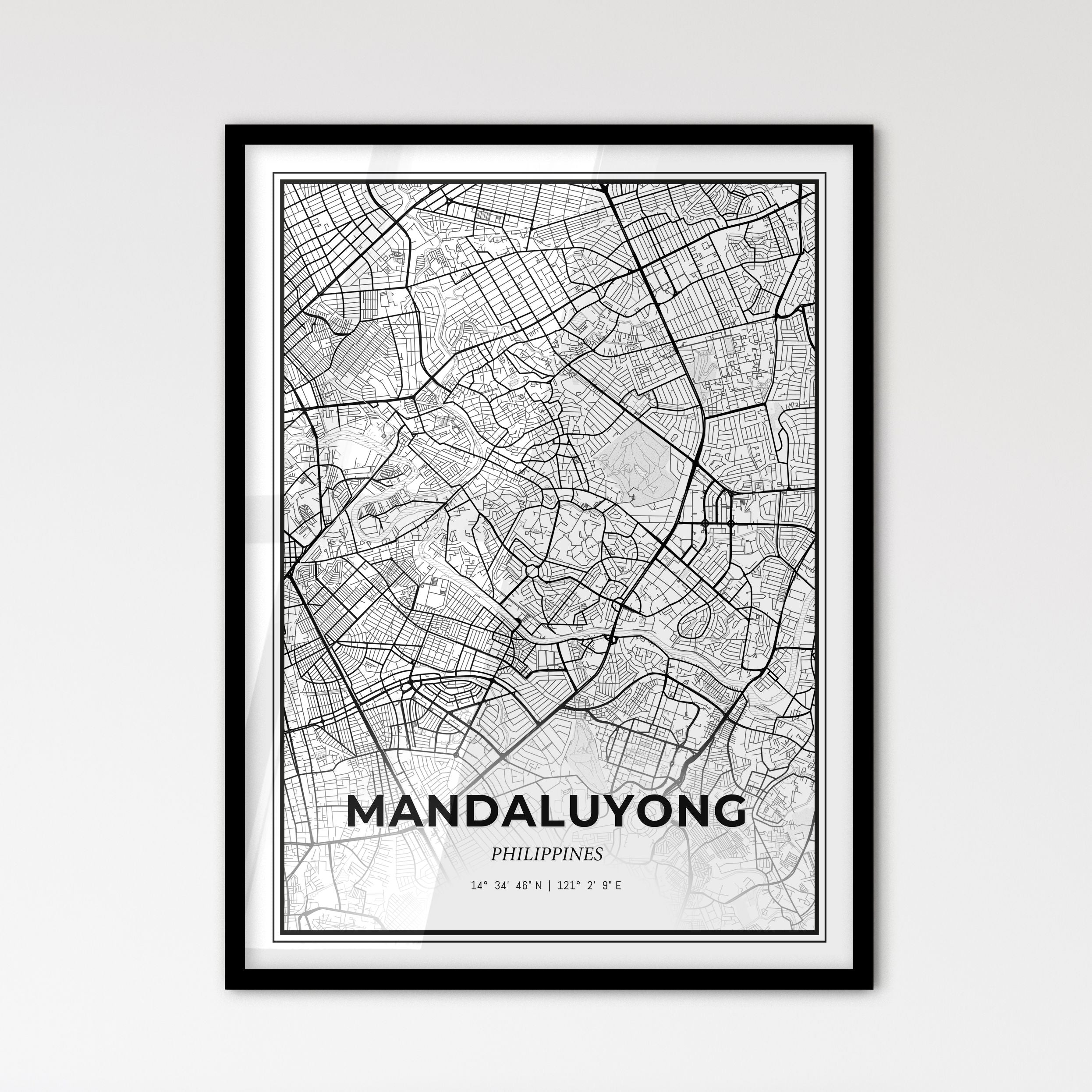 Mandaluyong Philippines Map - Black and White Art Print – HEBSTREIT