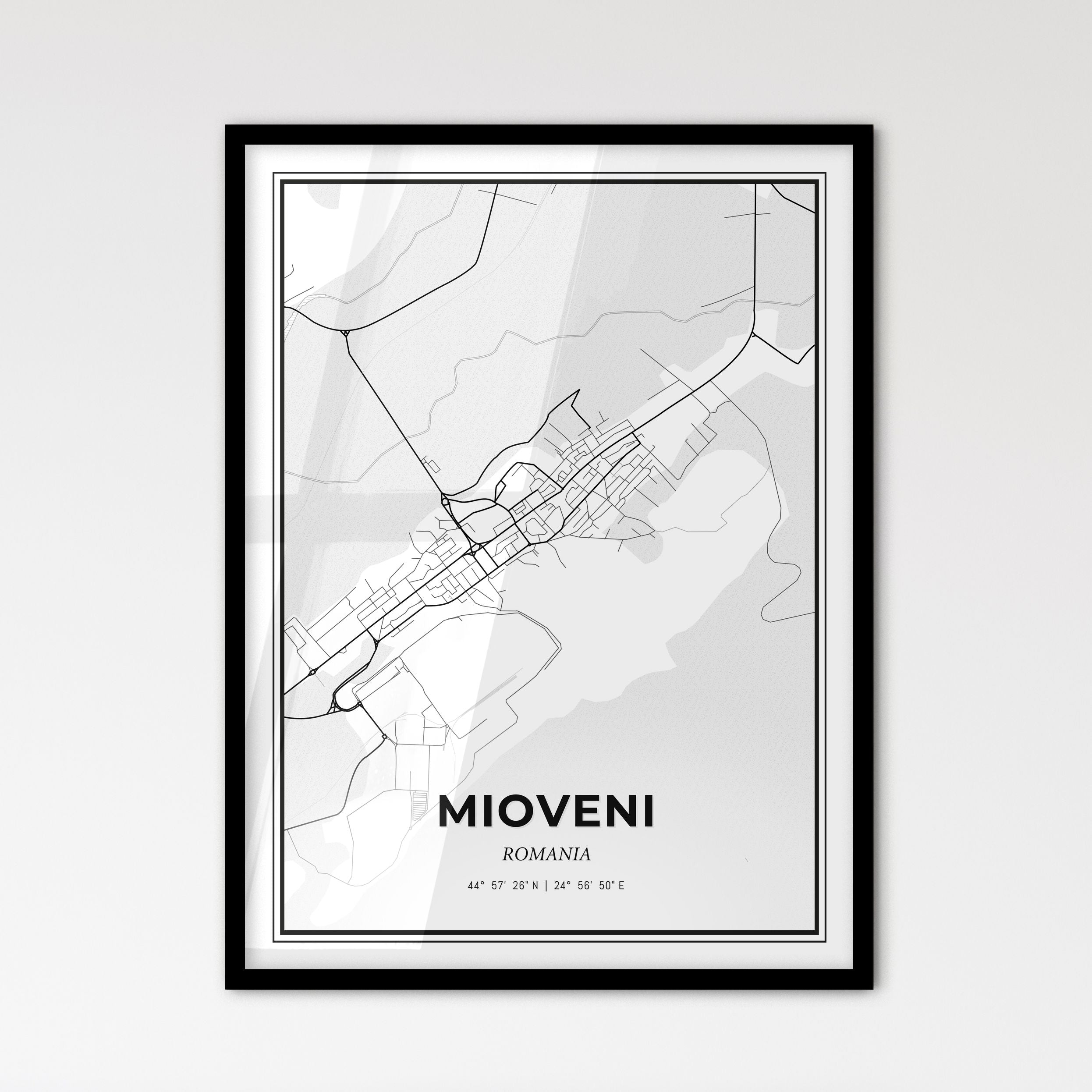 Mioveni Romania Map - Black and White Art Print – HEBSTREIT