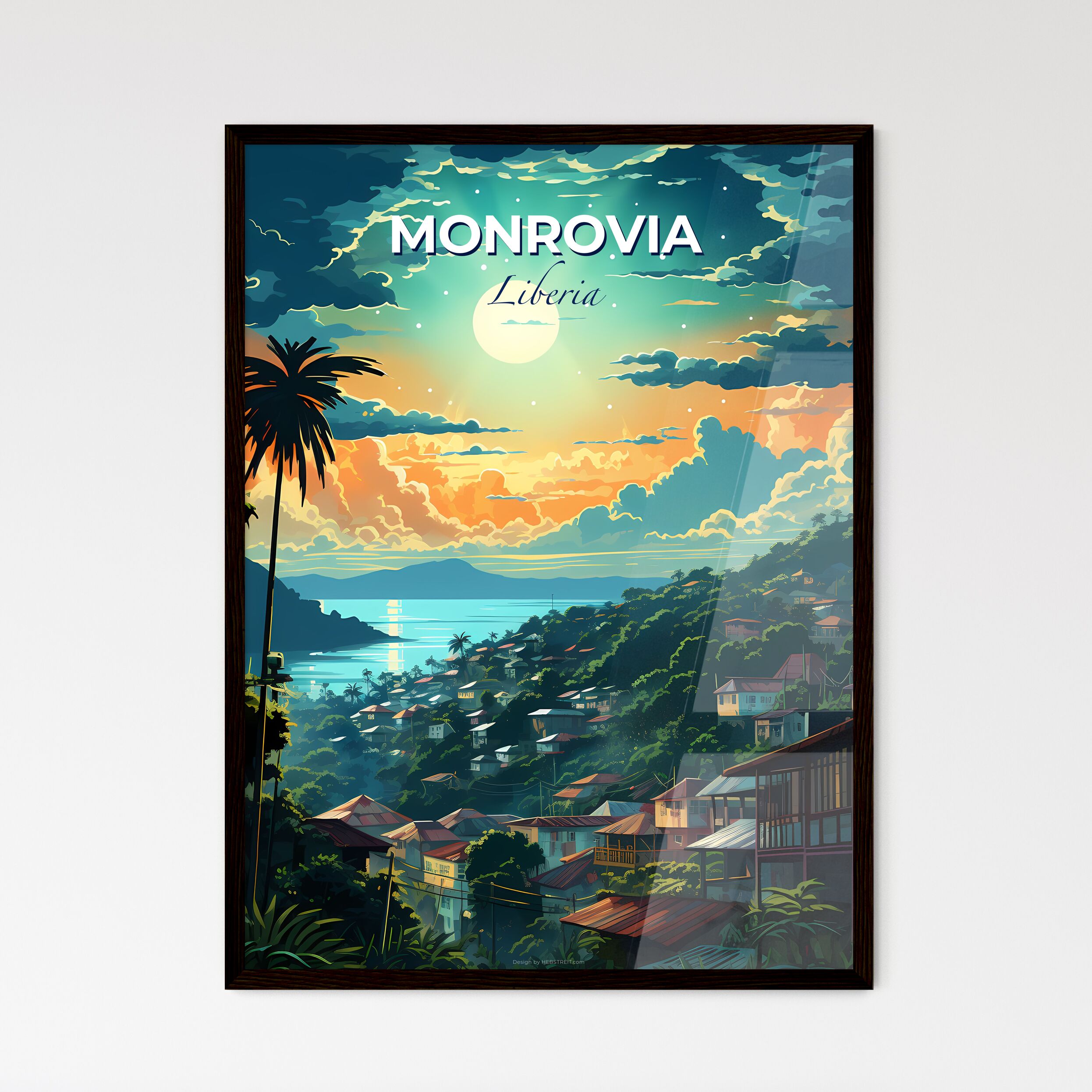 Vibrant Cityscape Painting: Monrovia Liberia Skyline Landscape Art | AI ...