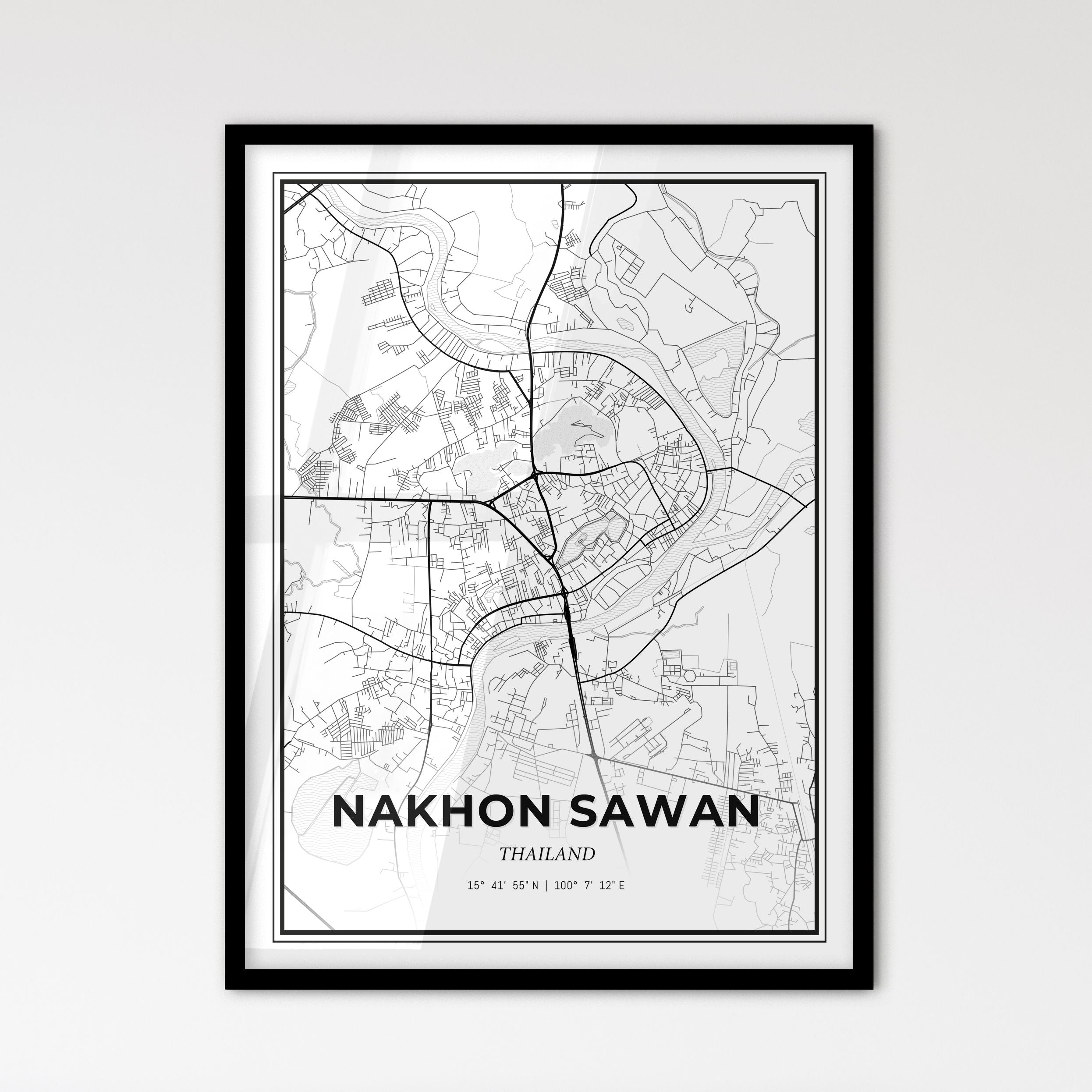 Nakhon Sawan Thailand Scandinavian Style City Map – HEBSTREIT
