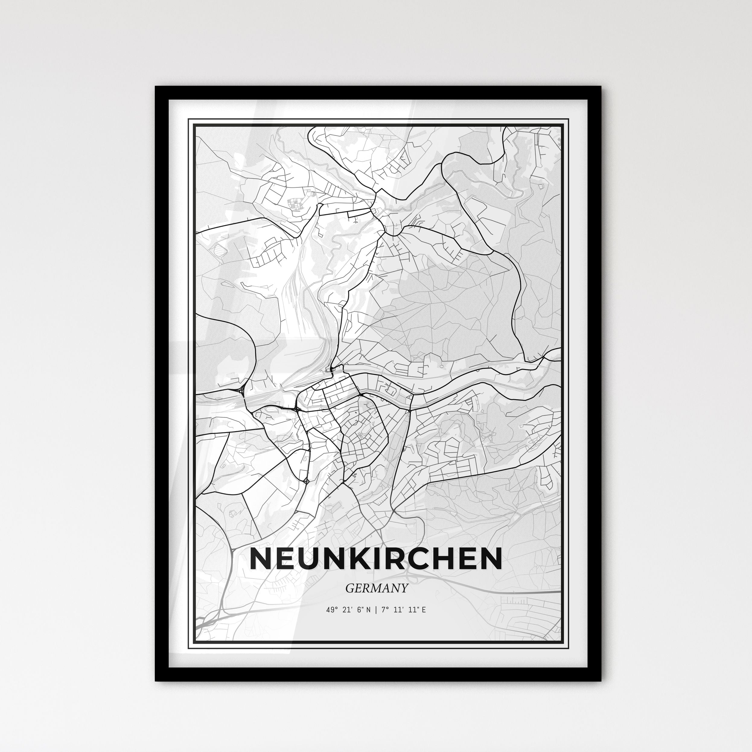 Neunkirchen Germany Scandinavian Style City Map – HEBSTREIT