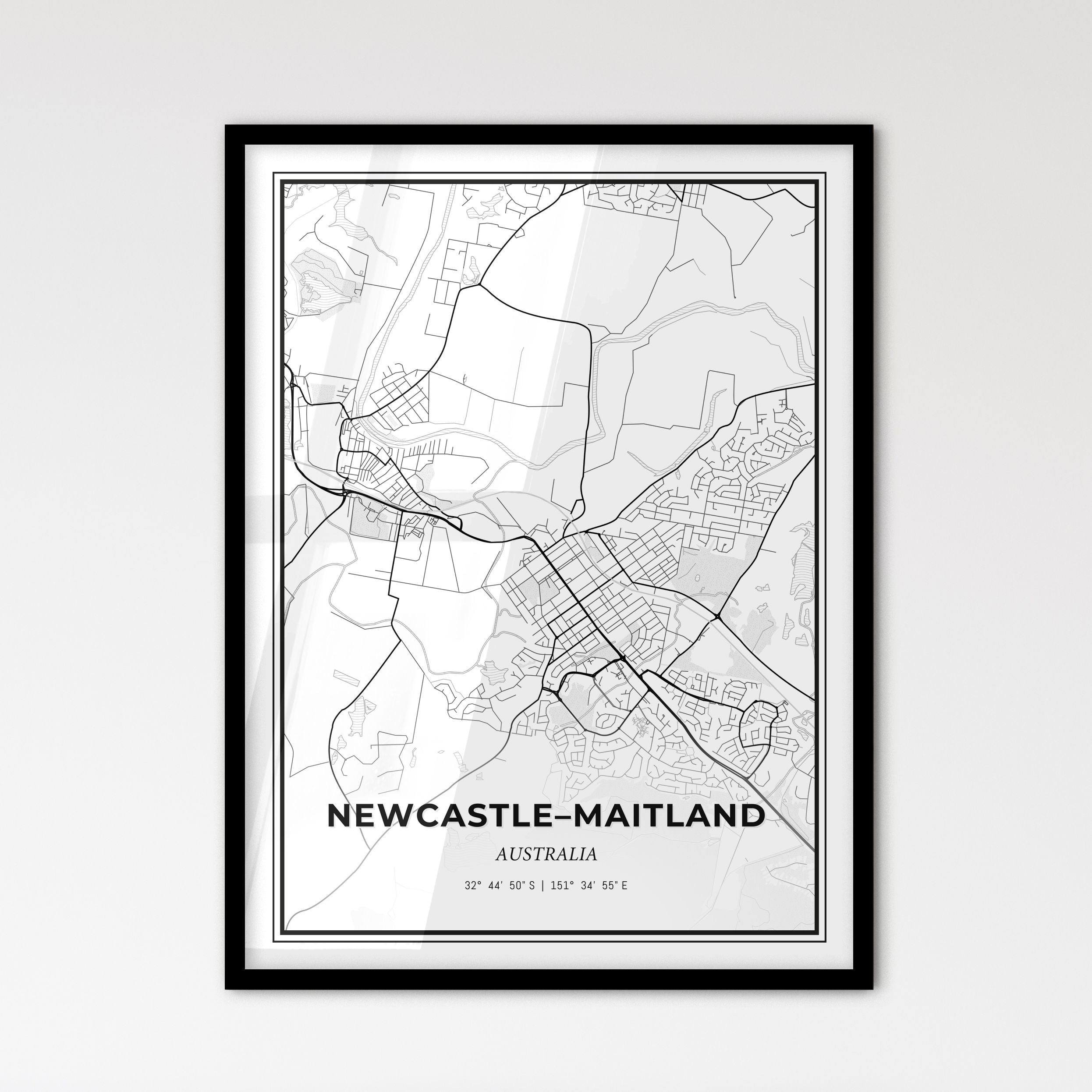 Newcastle–Maitland Australia Scandinavian Style City Map – HEBSTREIT