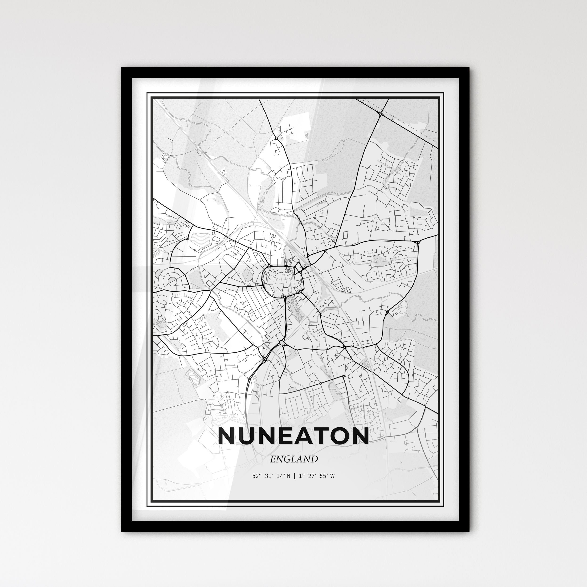 Nuneaton England Scandinavian Style City Map – HEBSTREIT