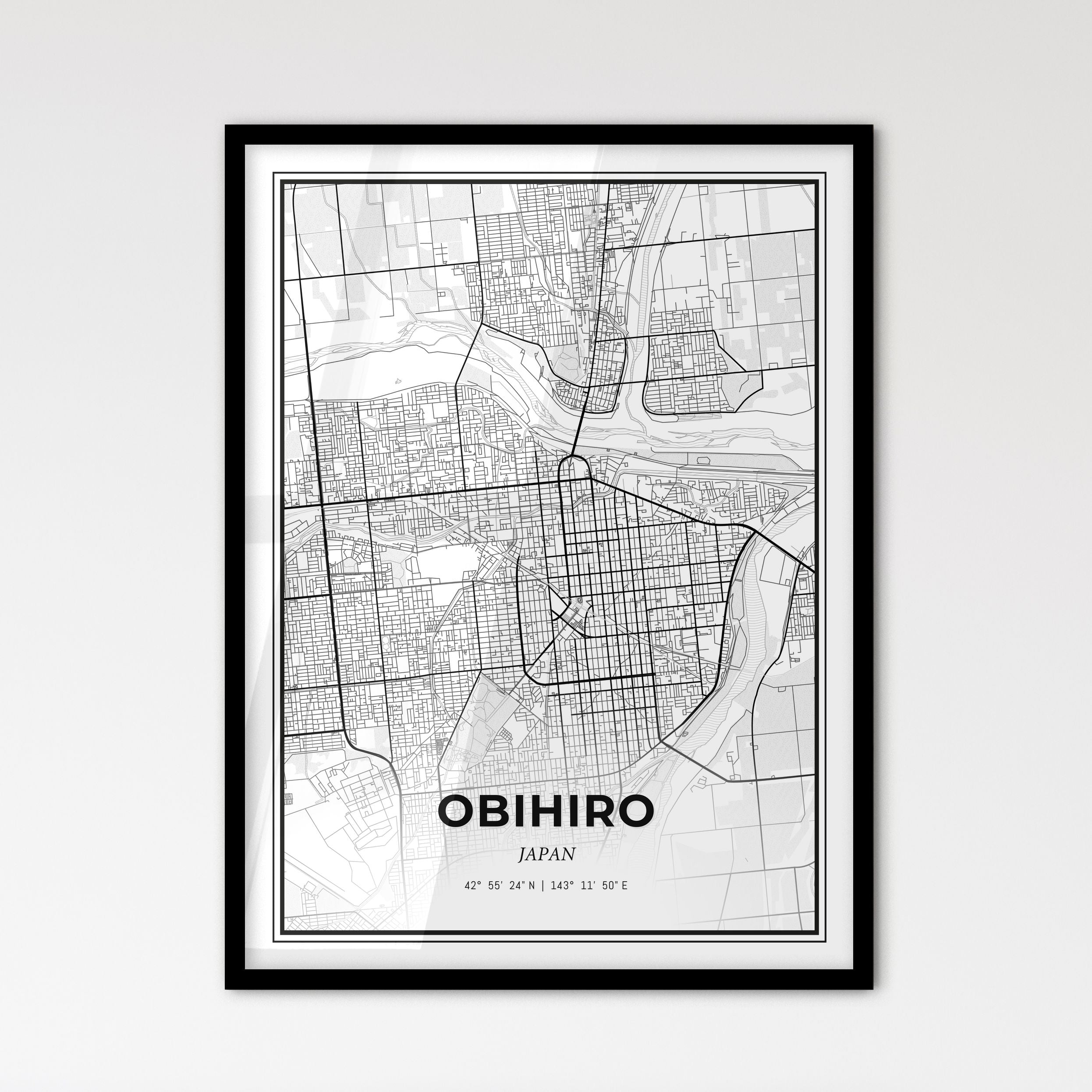 Obihiro Japan Scandinavian Style City Map – HEBSTREIT