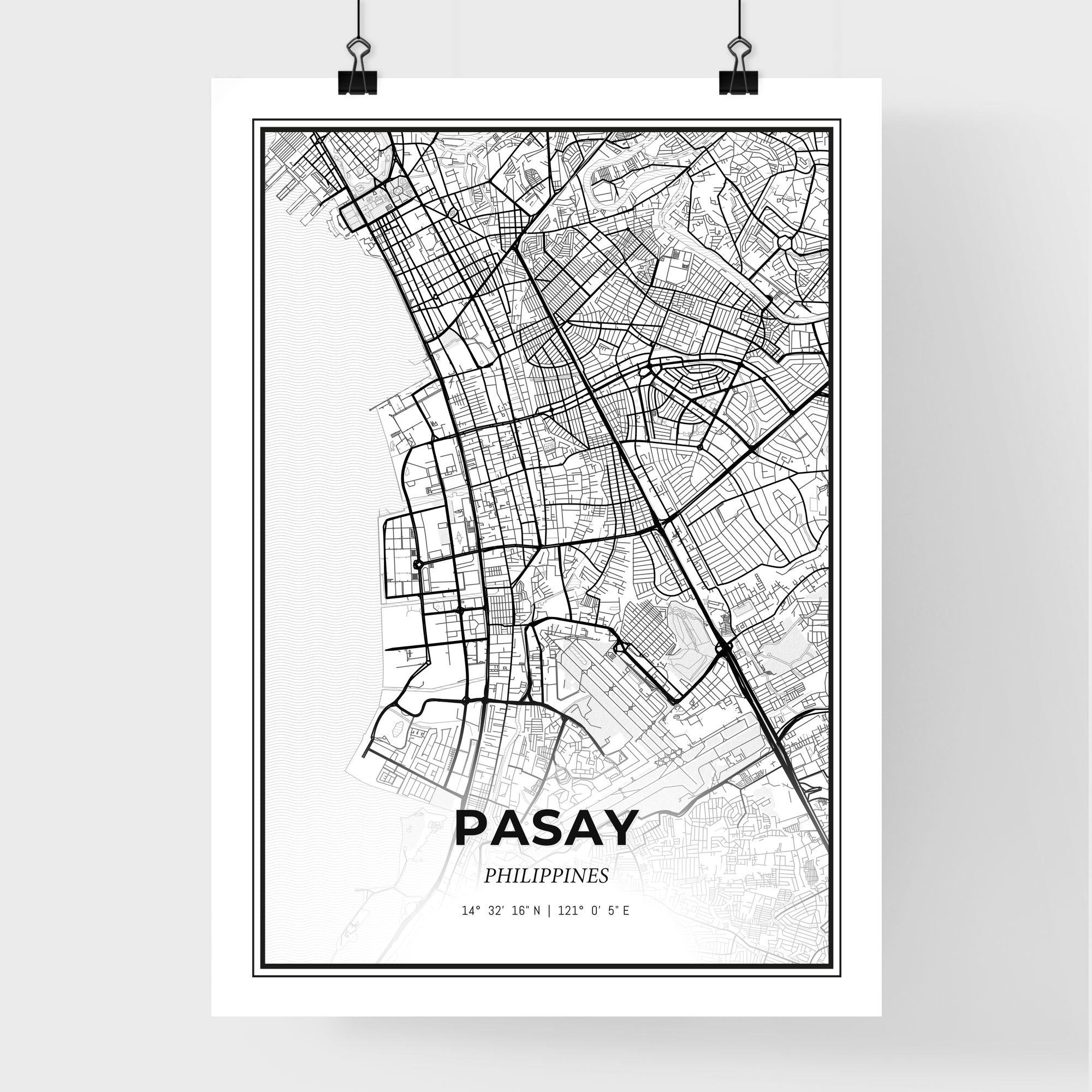 Pasay Philippines Map - Black and White Art Print – HEBSTREIT