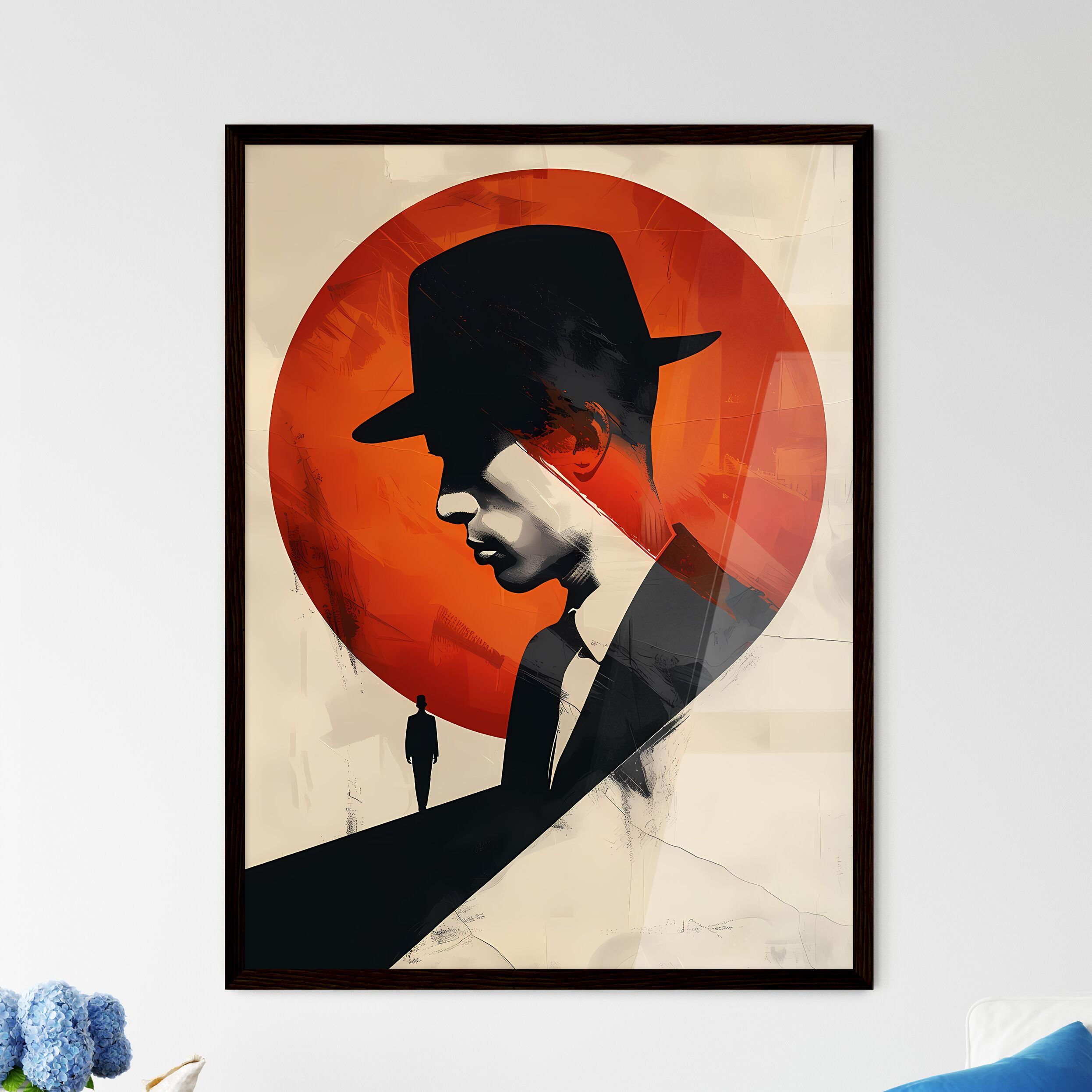 Poster with a man, bauhaus pose, minimalistic painting modernism style ...