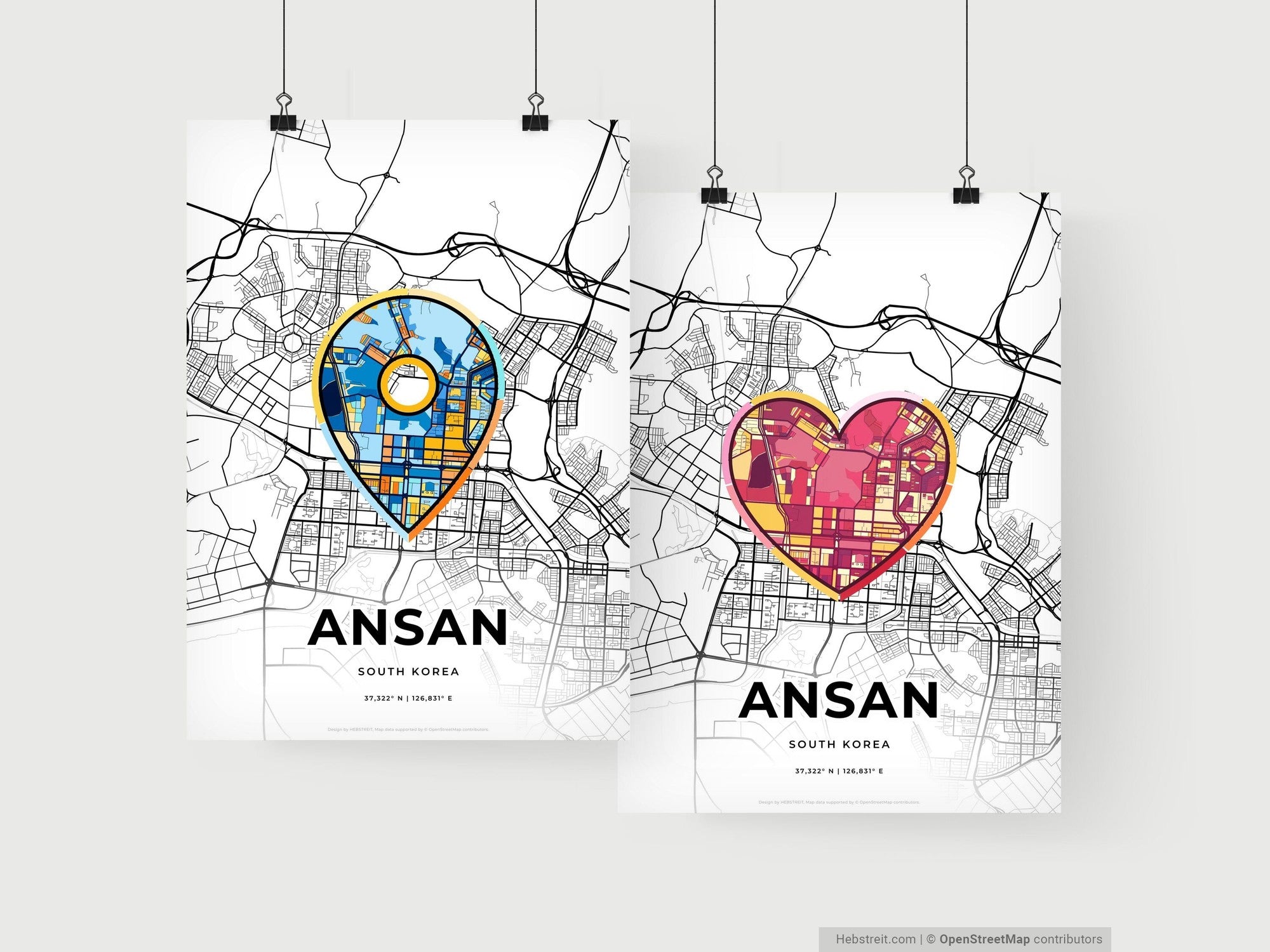 Ansan South Korea, Minimal Art Map With A Colorful Icon – HEBSTREIT