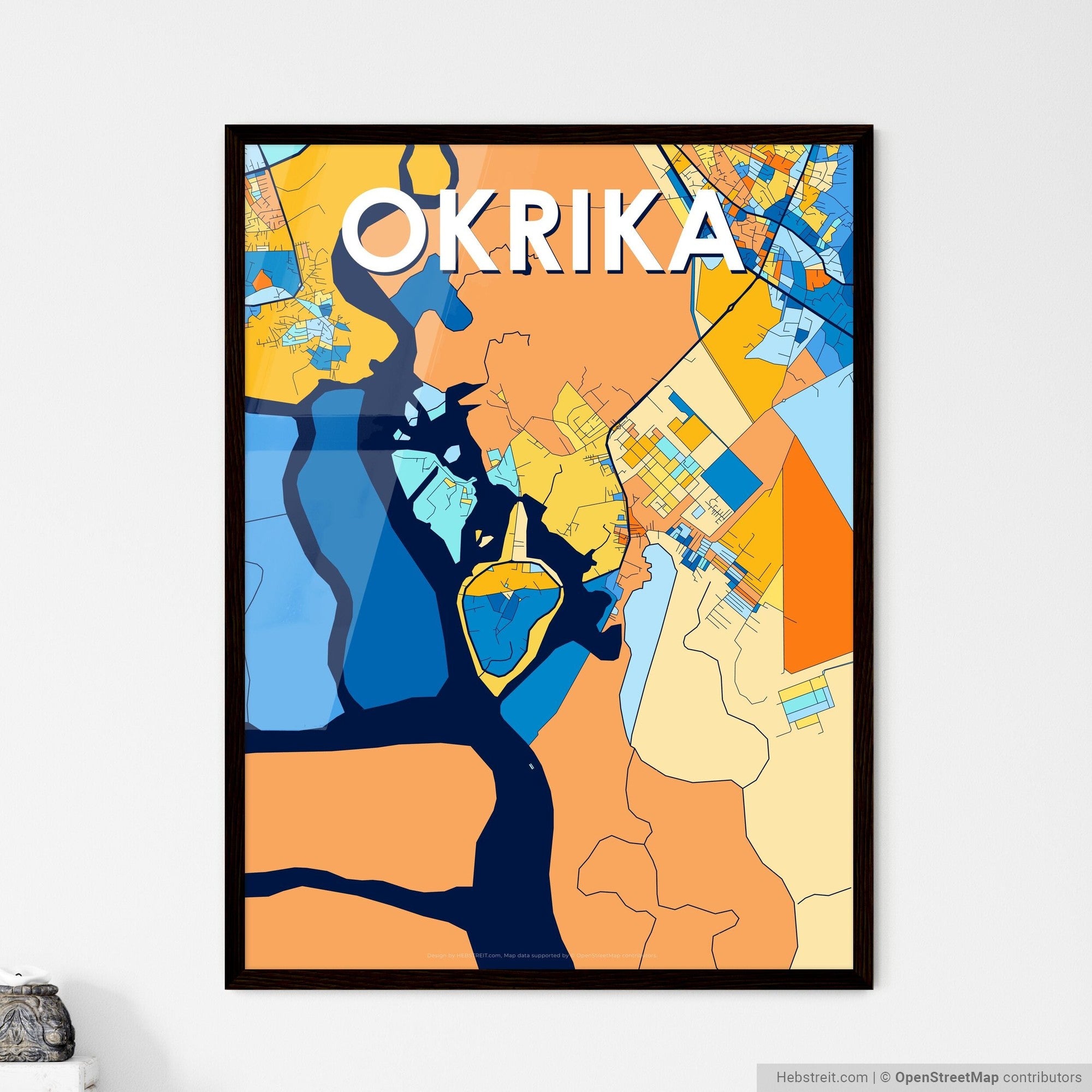 Okrika Nigeria Vibrant Map Poster – HEBSTREIT