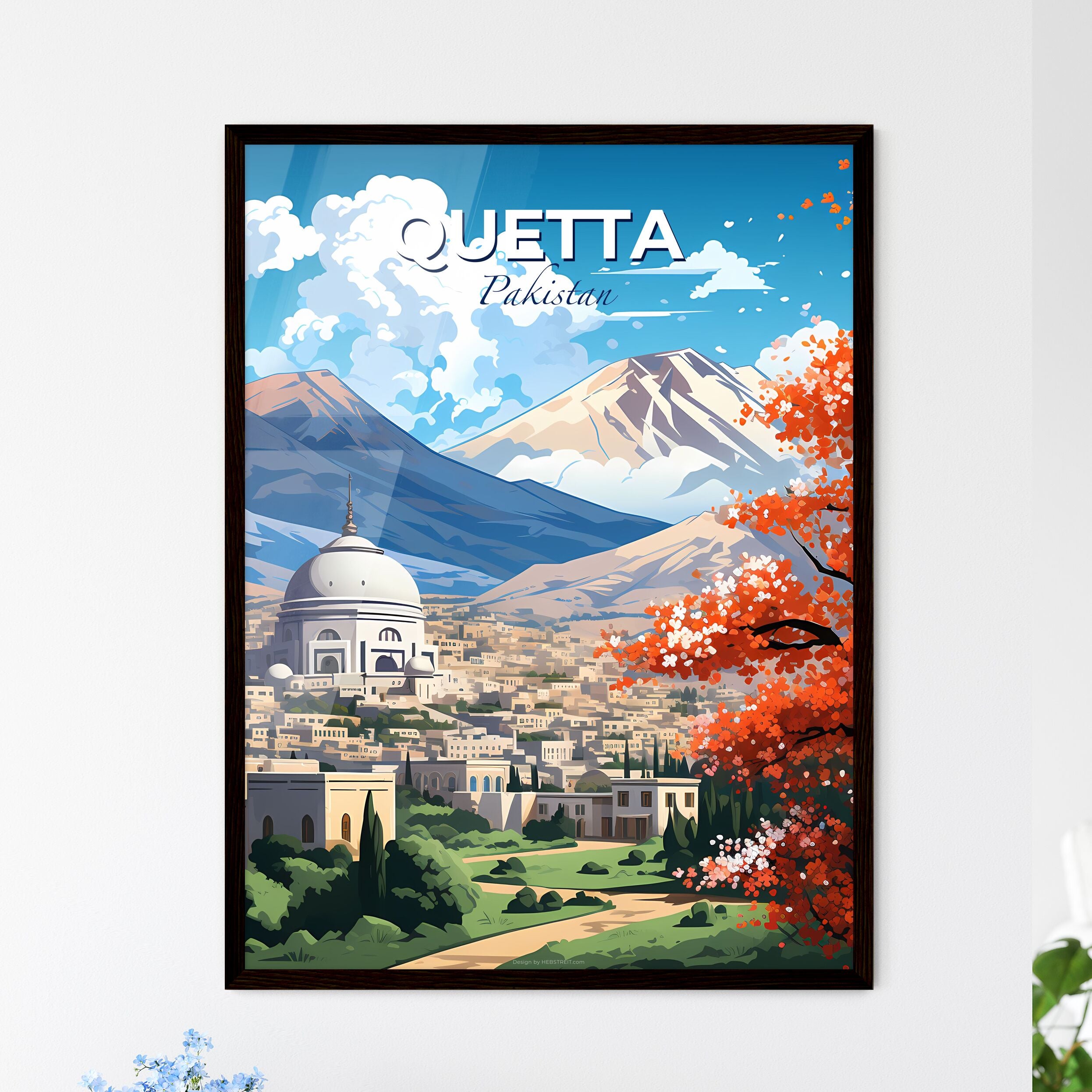 Quetta Pakistan Skyline - a landscape of a city with a dome and ...