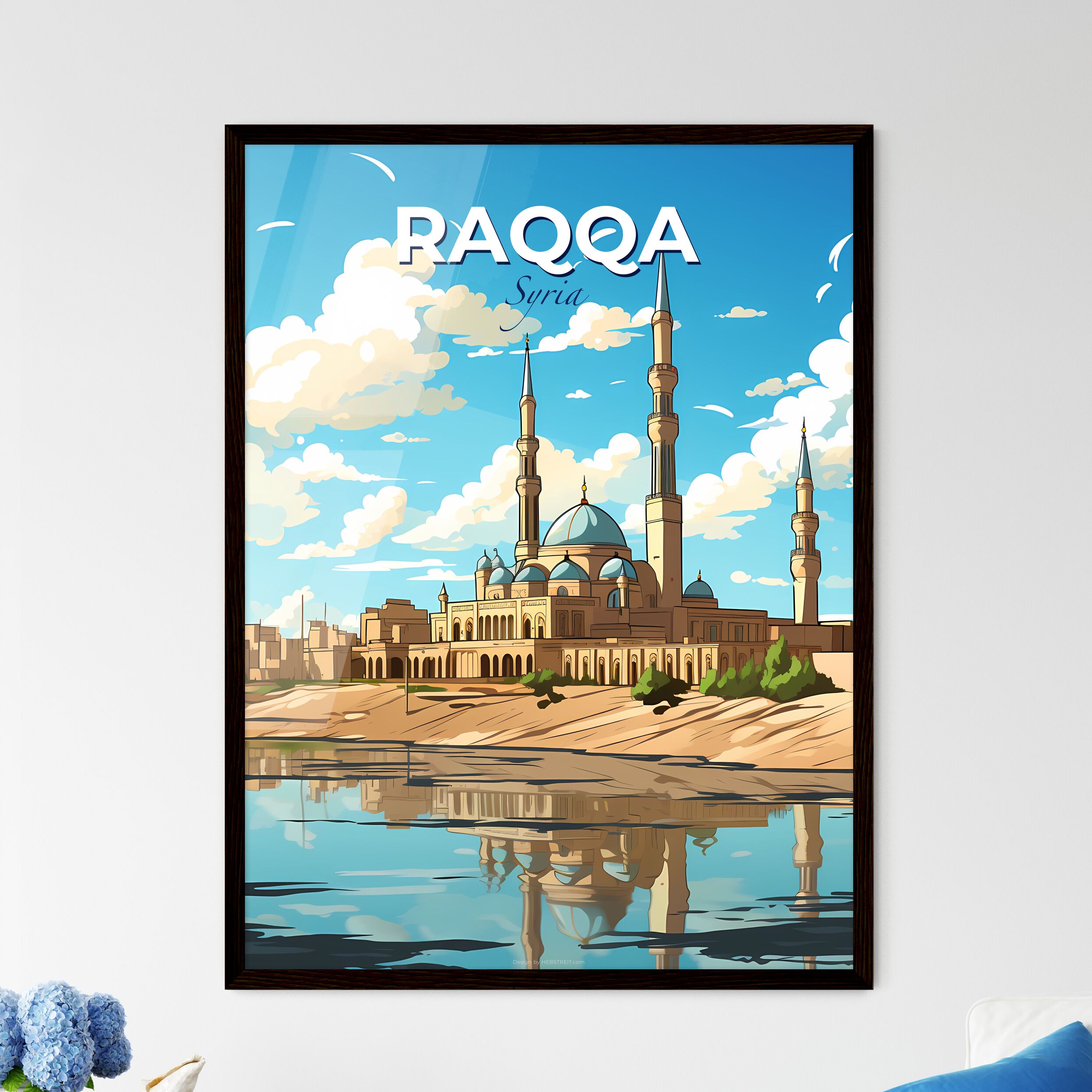 Raqqa Syria Cityscape Vibrant Painting, Architectural Skyline, Urban ...