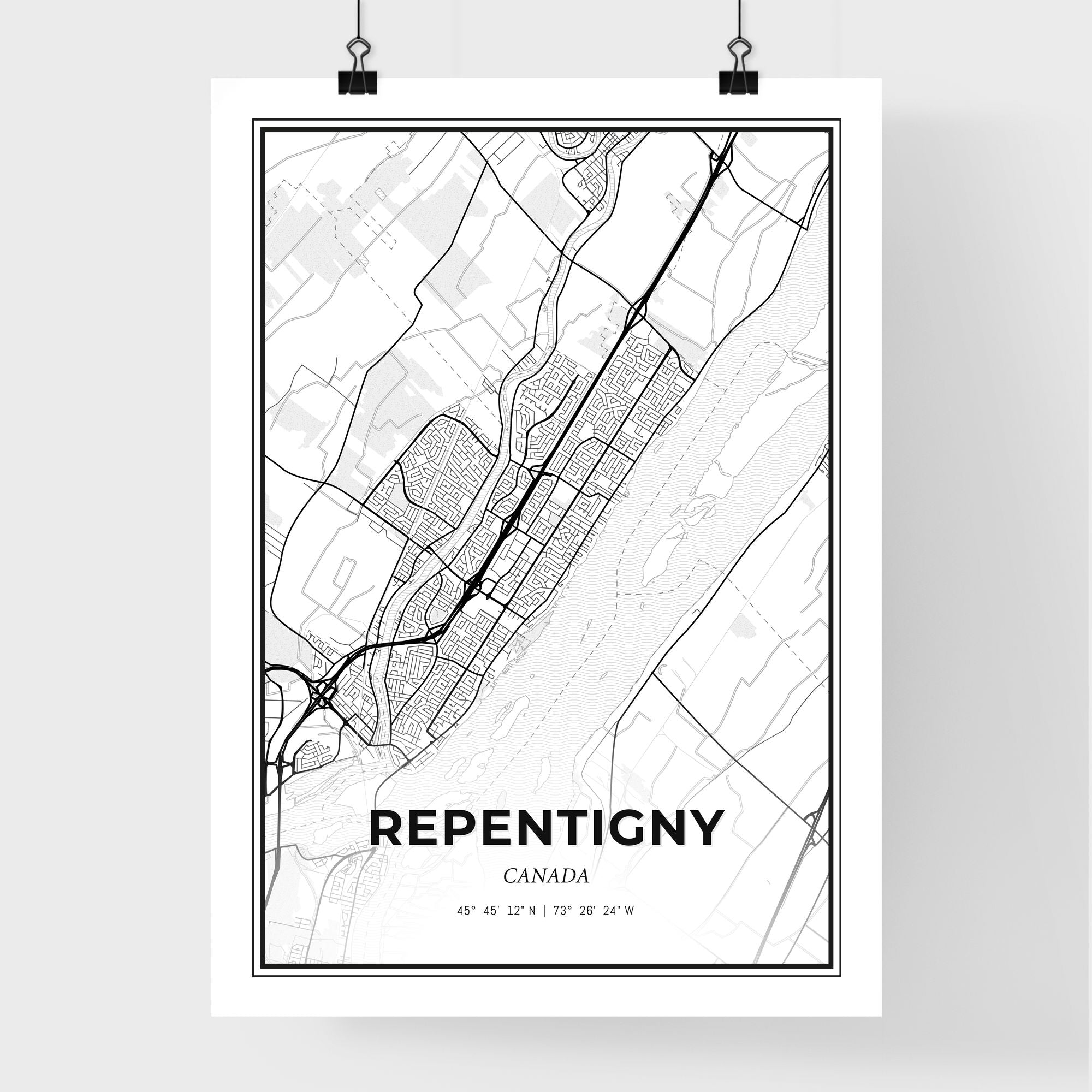 Repentigny Canada Scandinavian Style City Map – HEBSTREIT