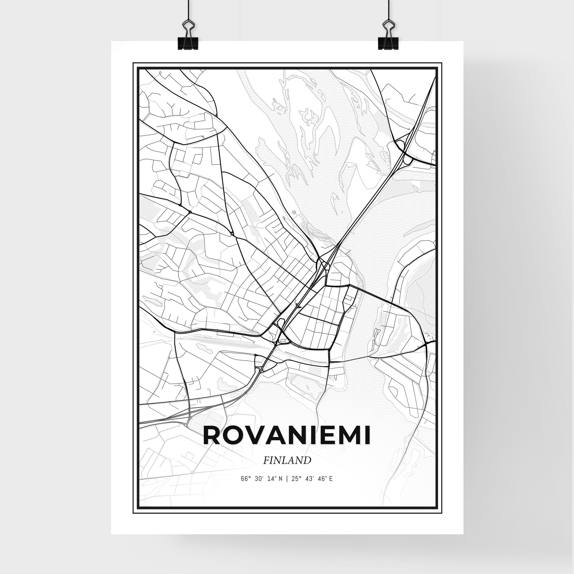 Rovaniemi Finland Map - Black and White Art Print – HEBSTREIT