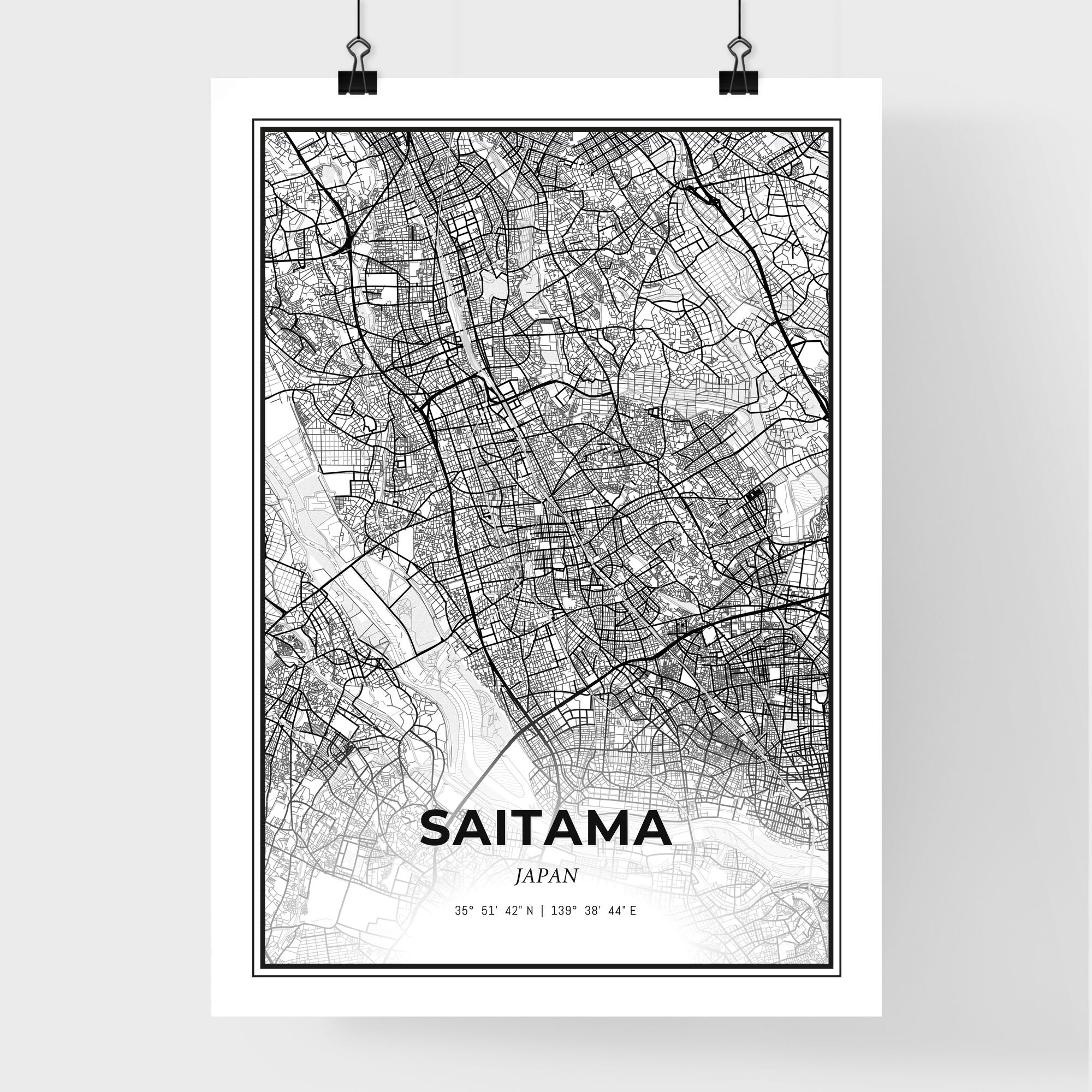 Saitama Japan Scandinavian Style City Map – HEBSTREIT