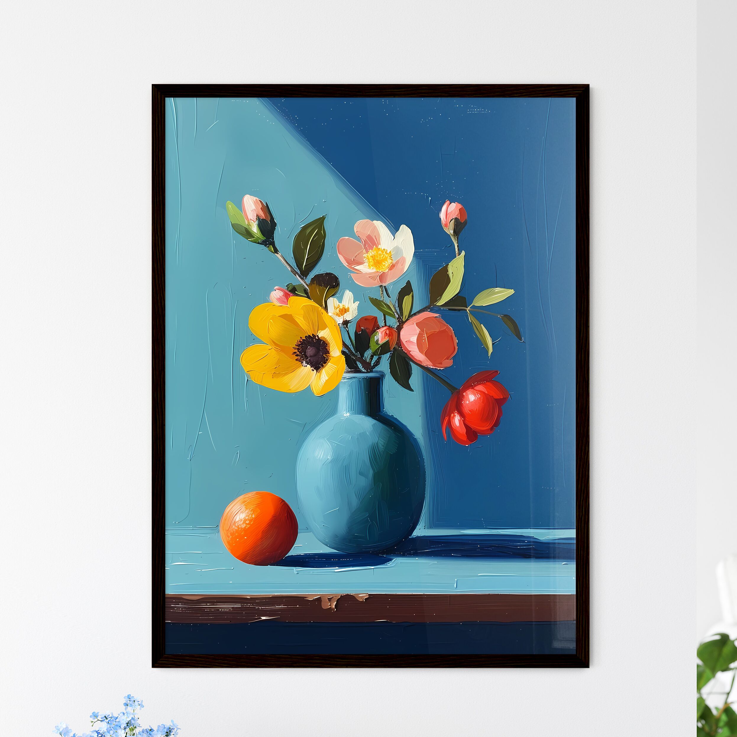 Still life reference, flowers in a vase, complementary colors, triadic ...