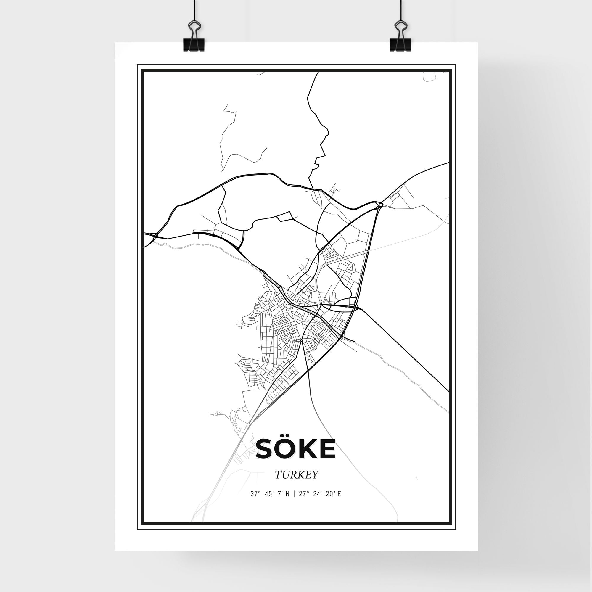 Söke Turkey Scandinavian Style City Map – HEBSTREIT