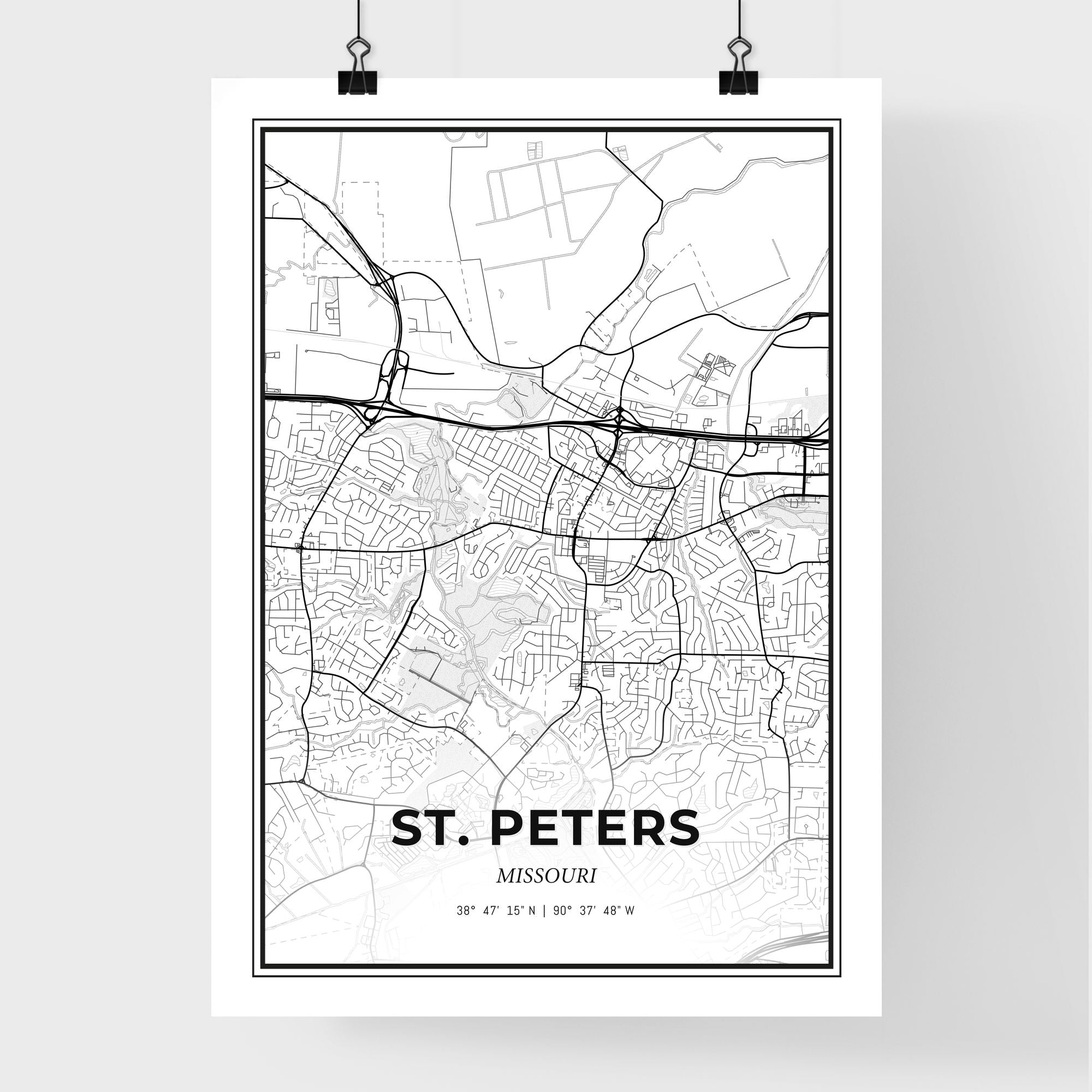 St. Peters Missouri Scandinavian Style City Map – HEBSTREIT