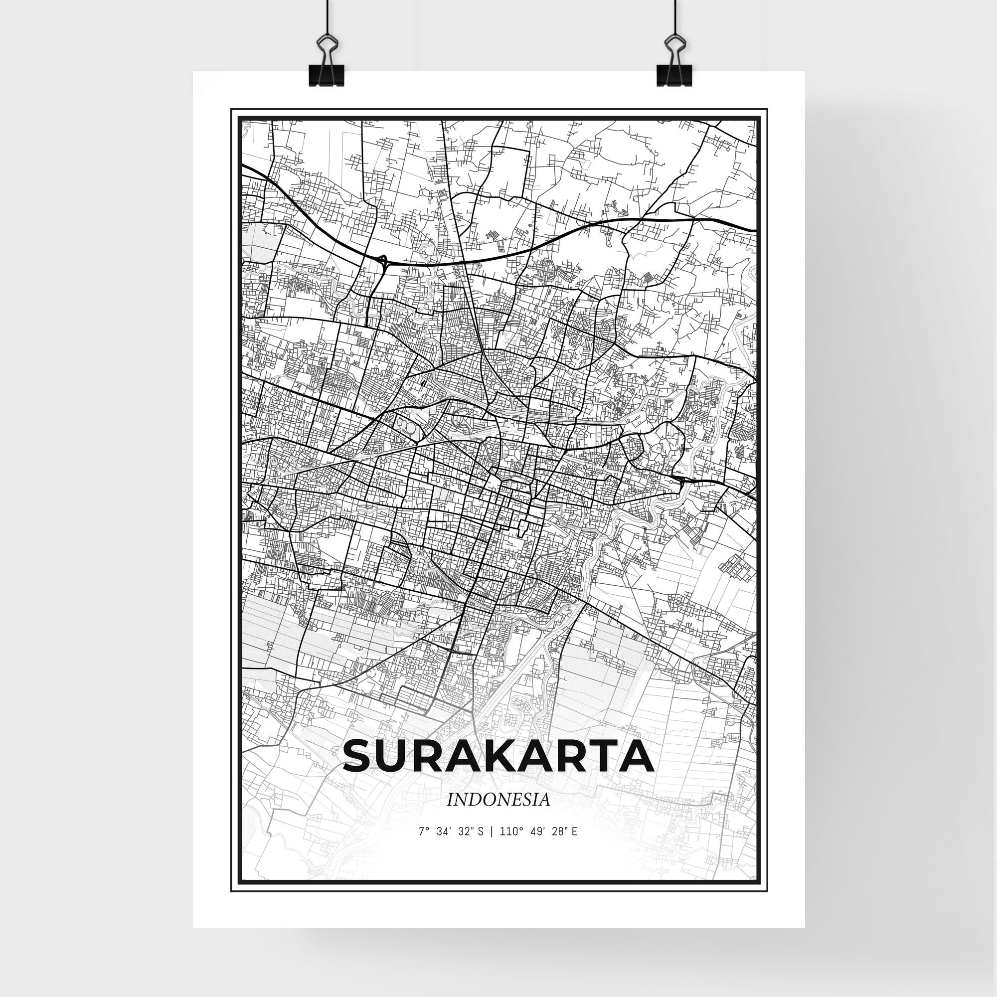 Surakarta Indonesia Scandinavian Style City Map – HEBSTREIT