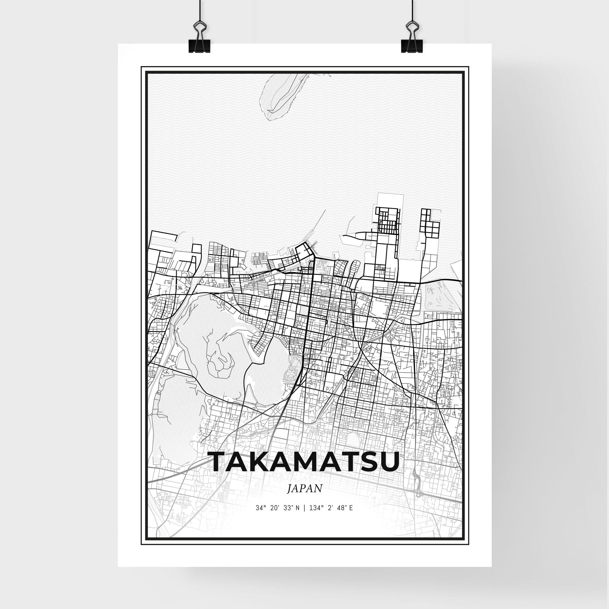 Takamatsu Japan Scandinavian Style City Map – HEBSTREIT