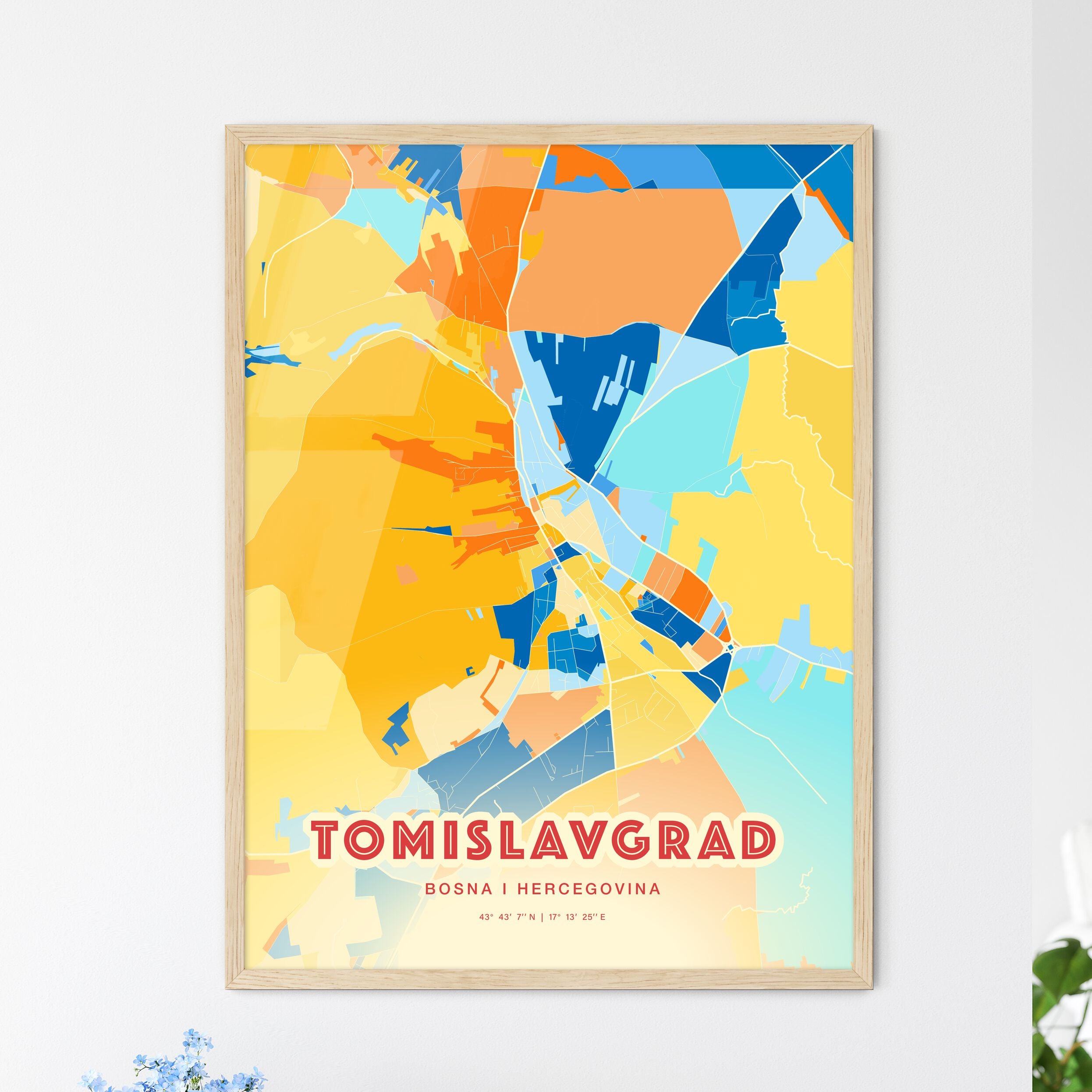 Map of TOMISLAVGRAD BOSNIA AND HERZEGOVINA Fine Art Print – HEBSTREIT