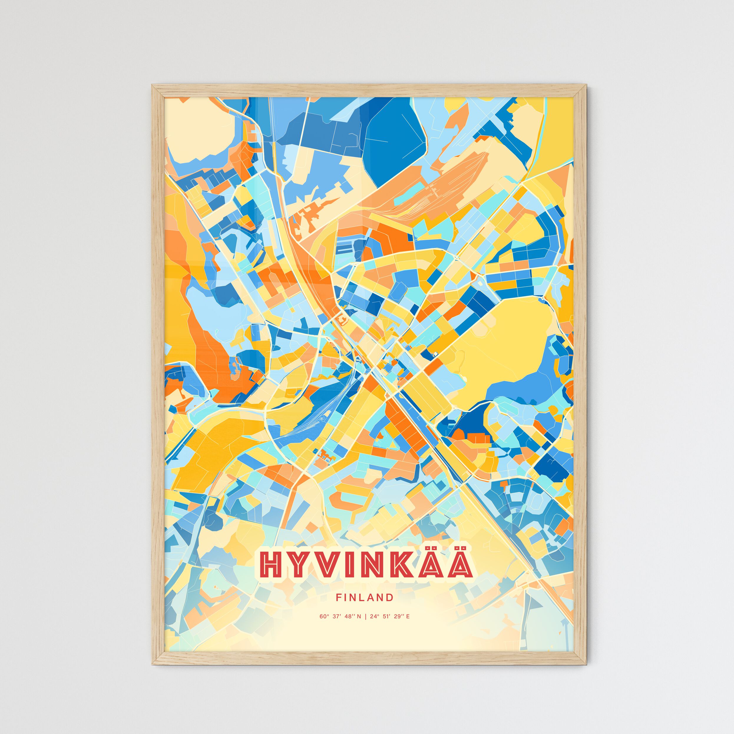 Colorful Hyvinkää Finland Fine Art Map Poster | Customizable – HEBSTREIT