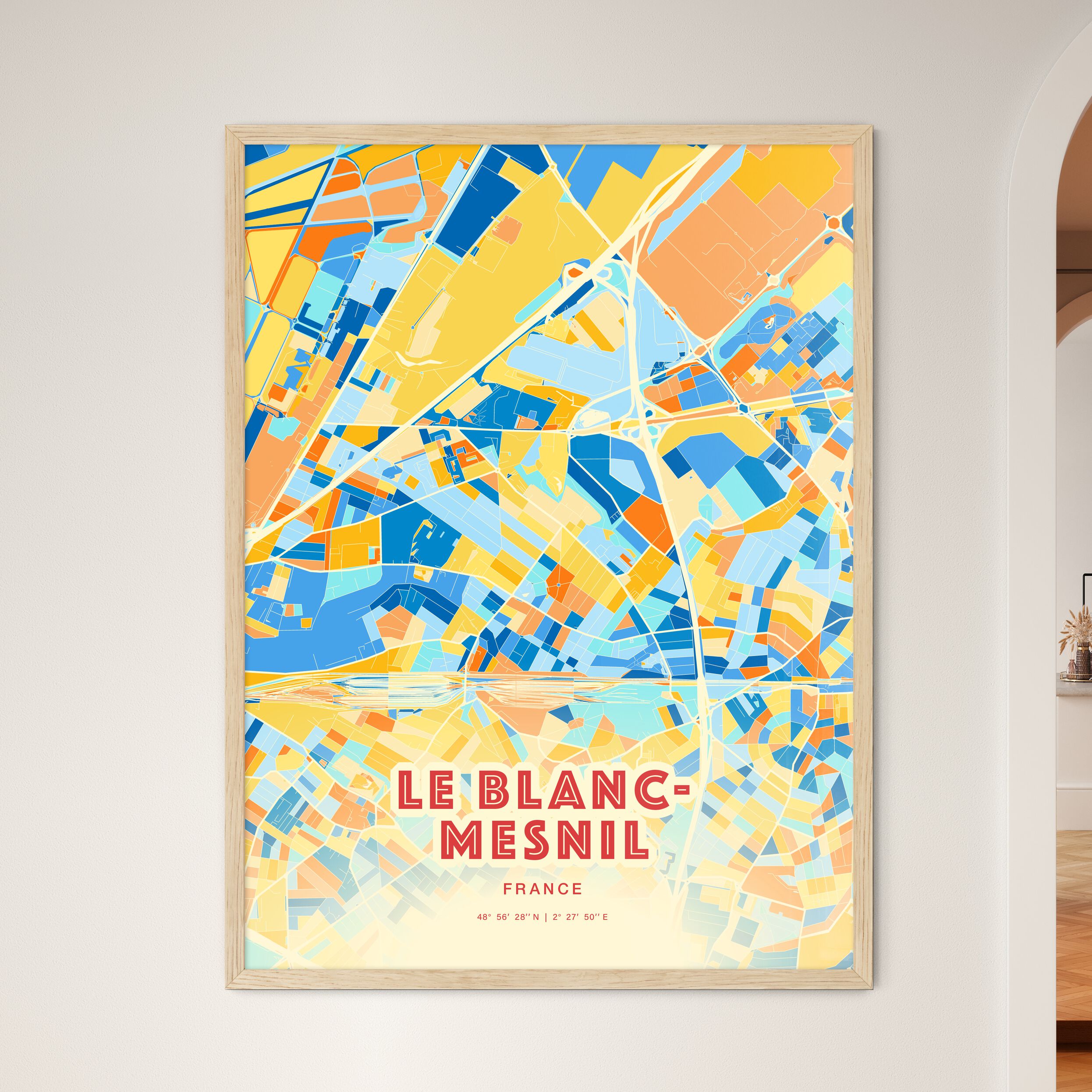 Colorful Le Blanc-Mesnil France Fine Art Map Poster | Customizable ...