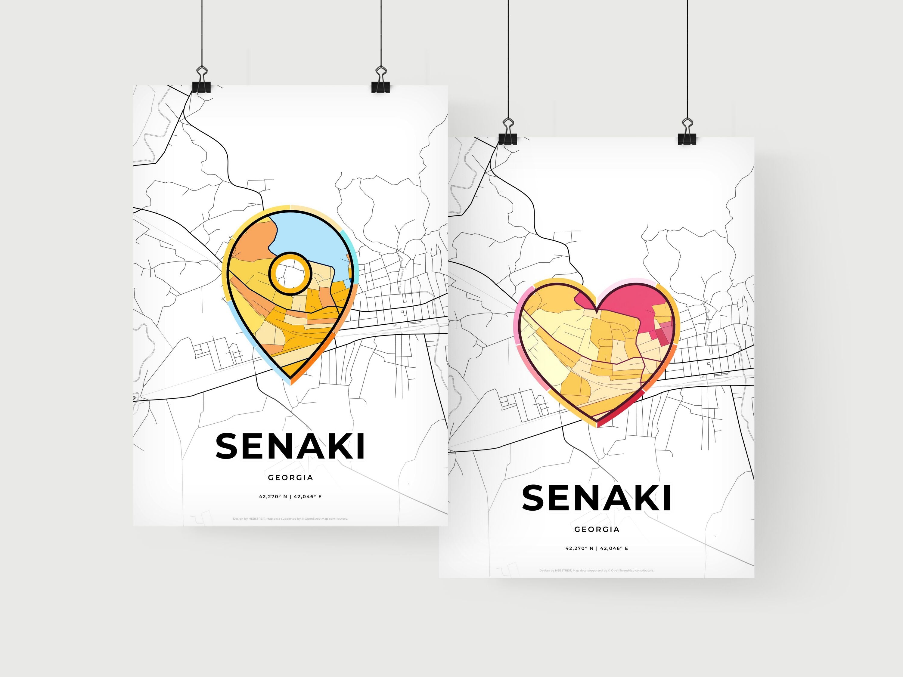 Senaki Georgia, Minimal Art Map With A Colorful Icon – HEBSTREIT