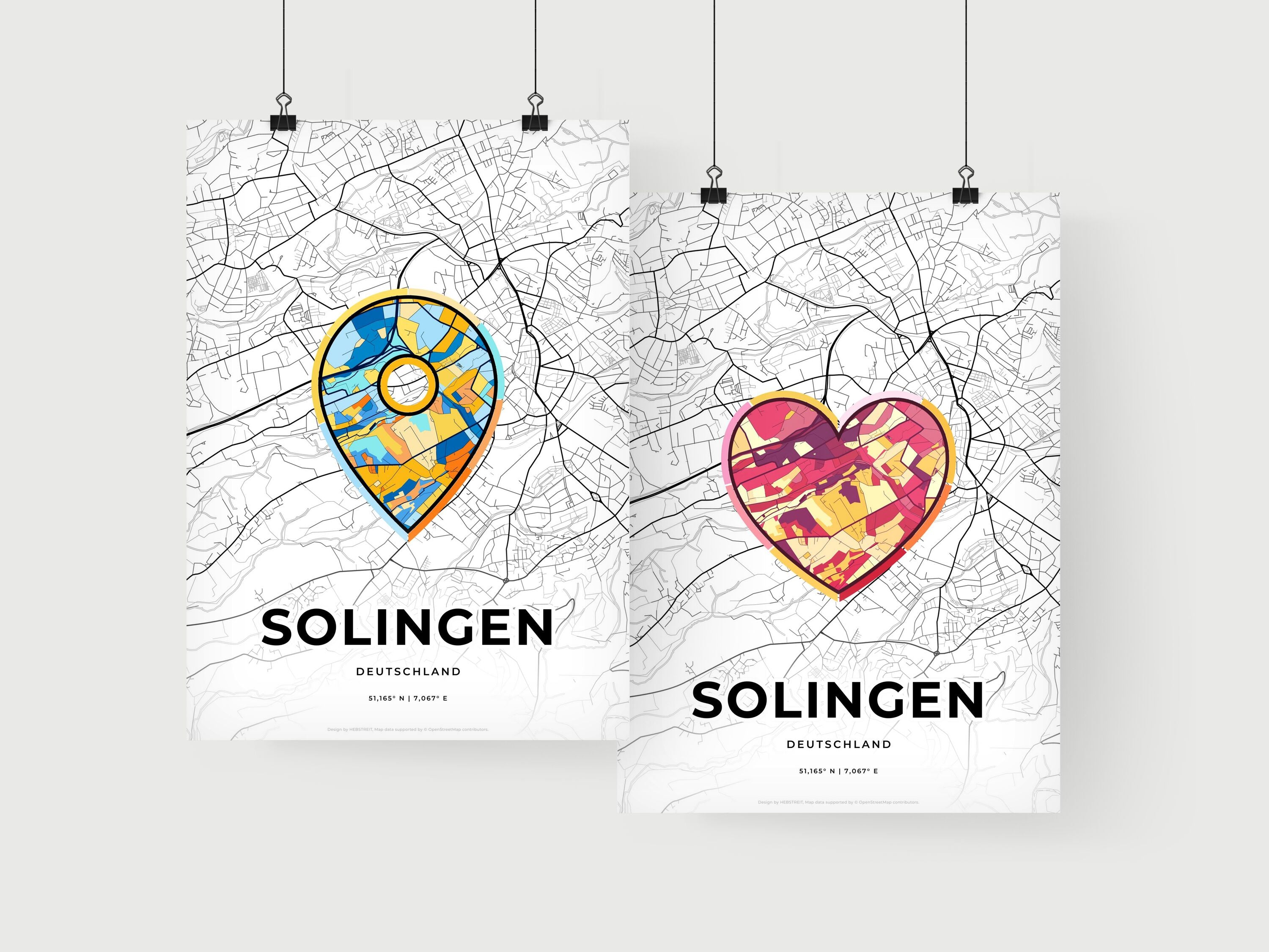 SOLINGEN GERMANY minimal art map with a colorful icon. Creative city ...