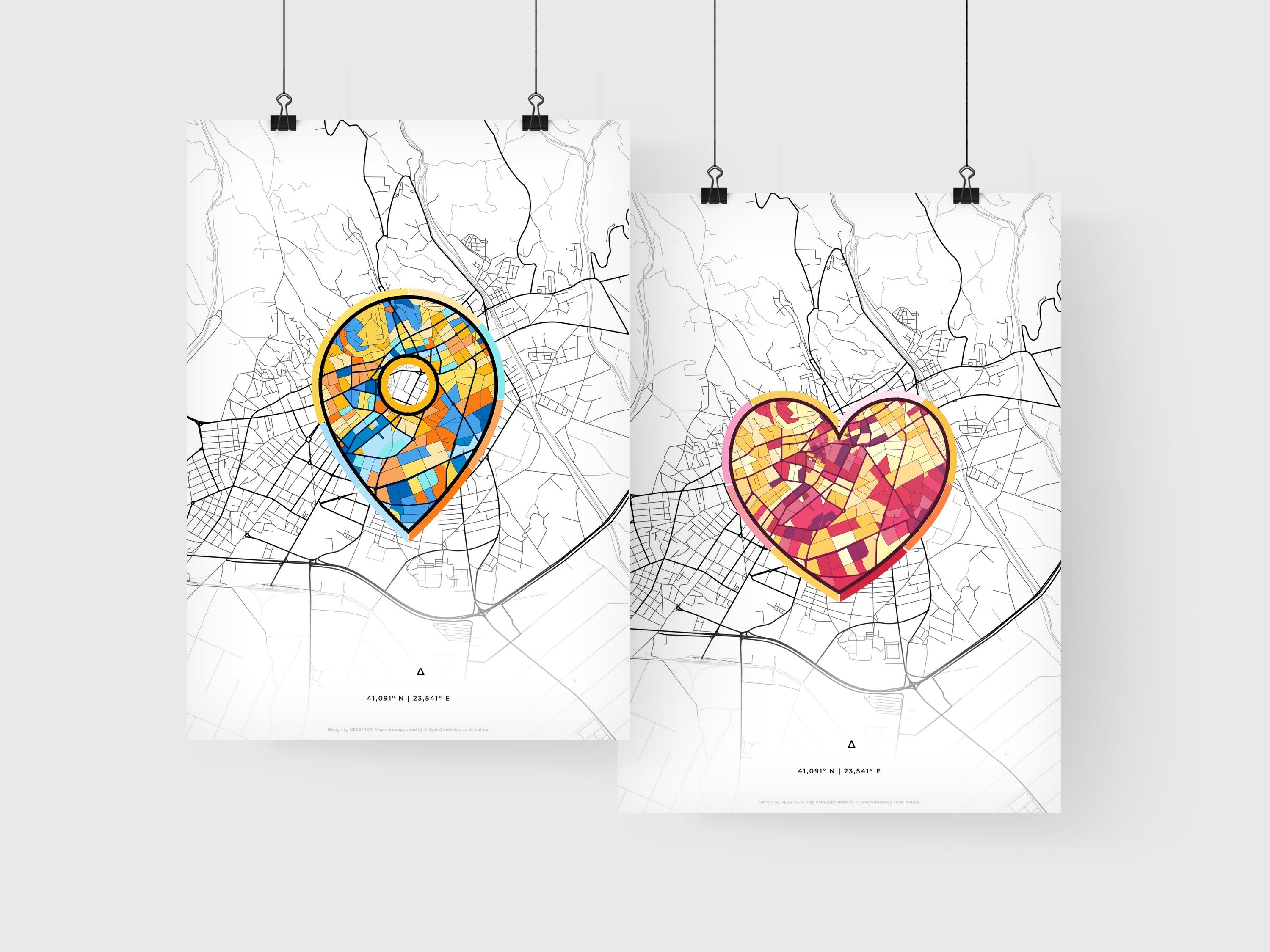 Art Map of Serres Greece, Minimal Art Map With A Colorful Icon – HEBSTREIT