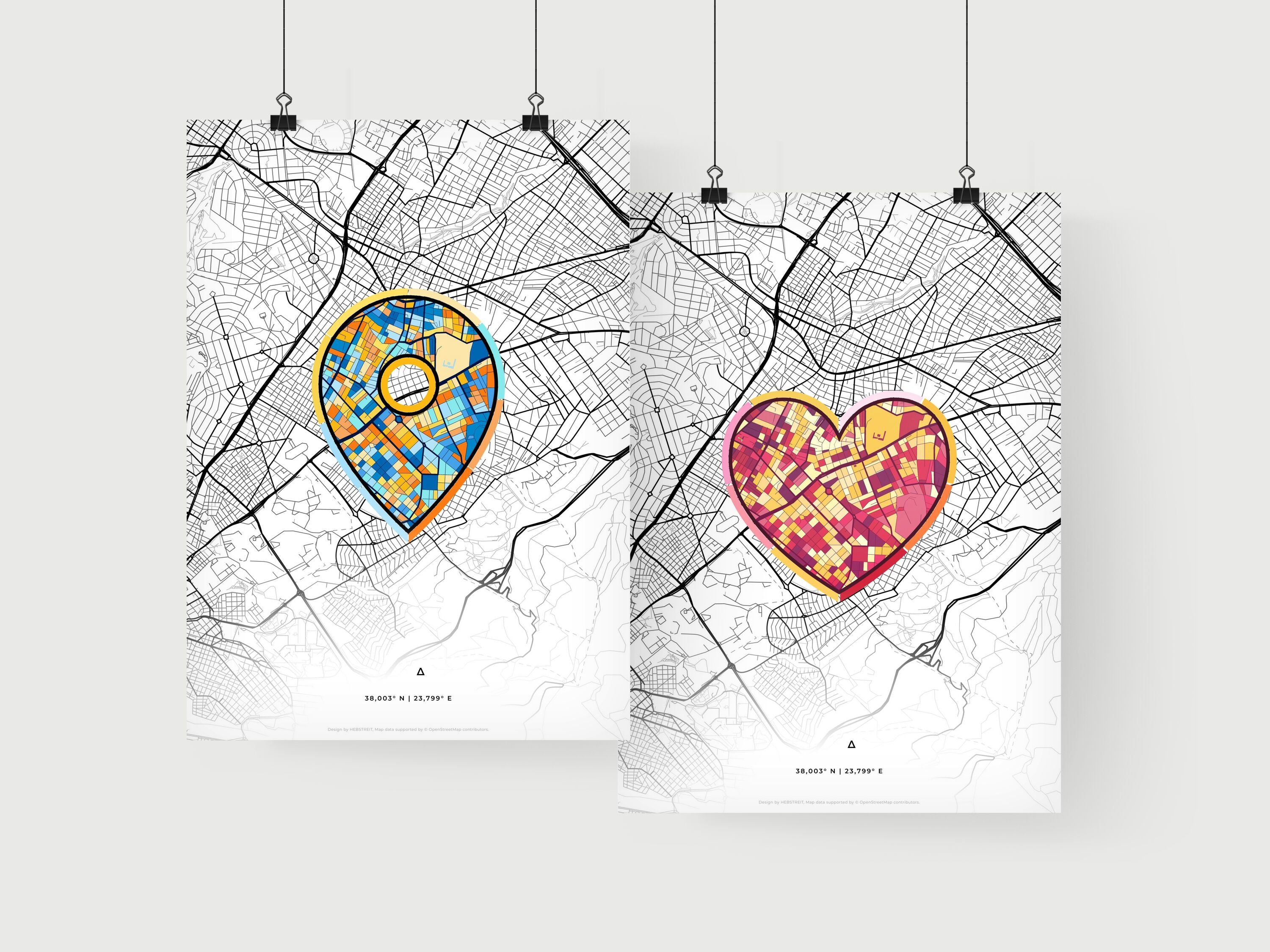 Cholargos Greece, Minimal Art Map With A Colorful Icon – HEBSTREIT