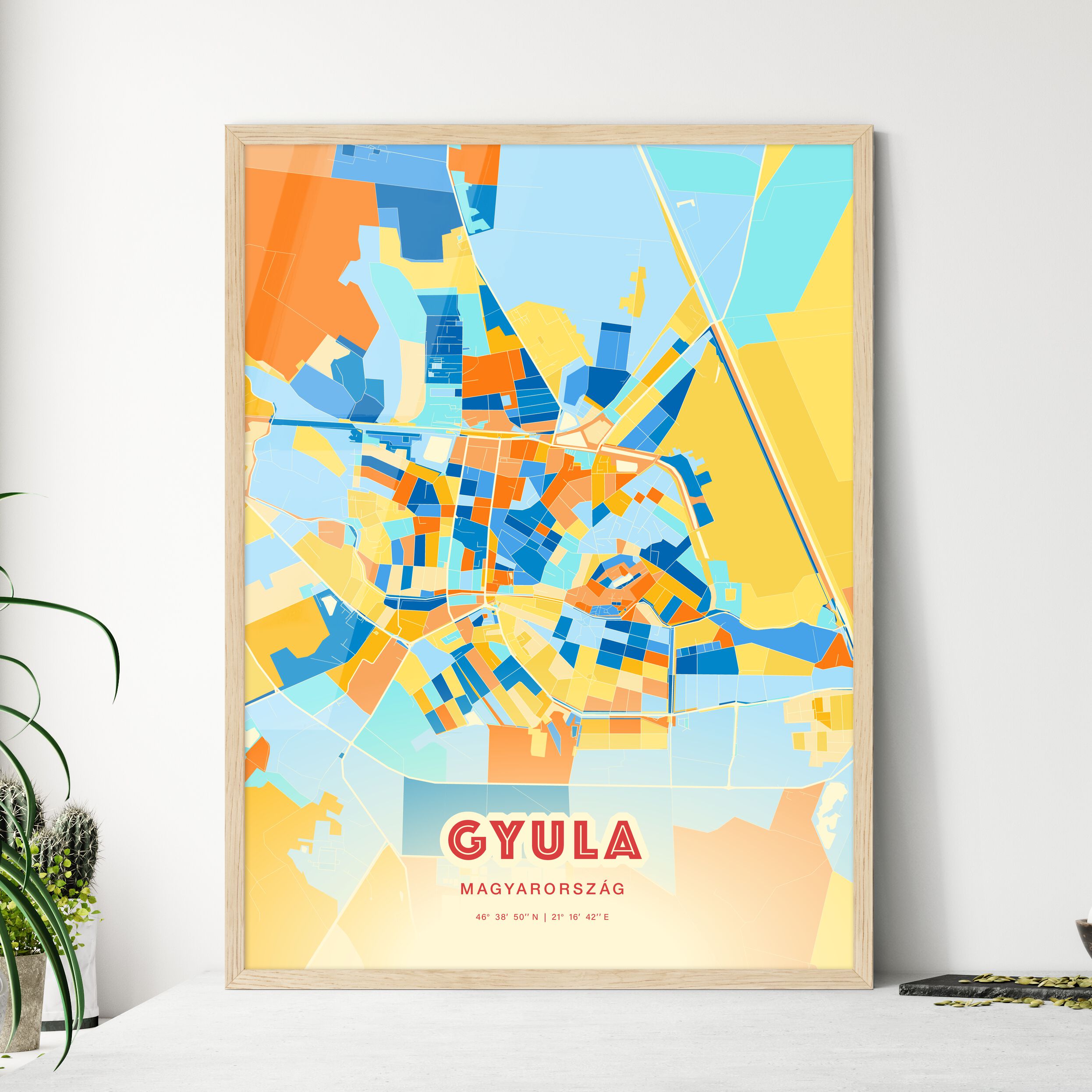 Colorful Gyula Hungary Fine Art Map Poster | Customizable – HEBSTREIT