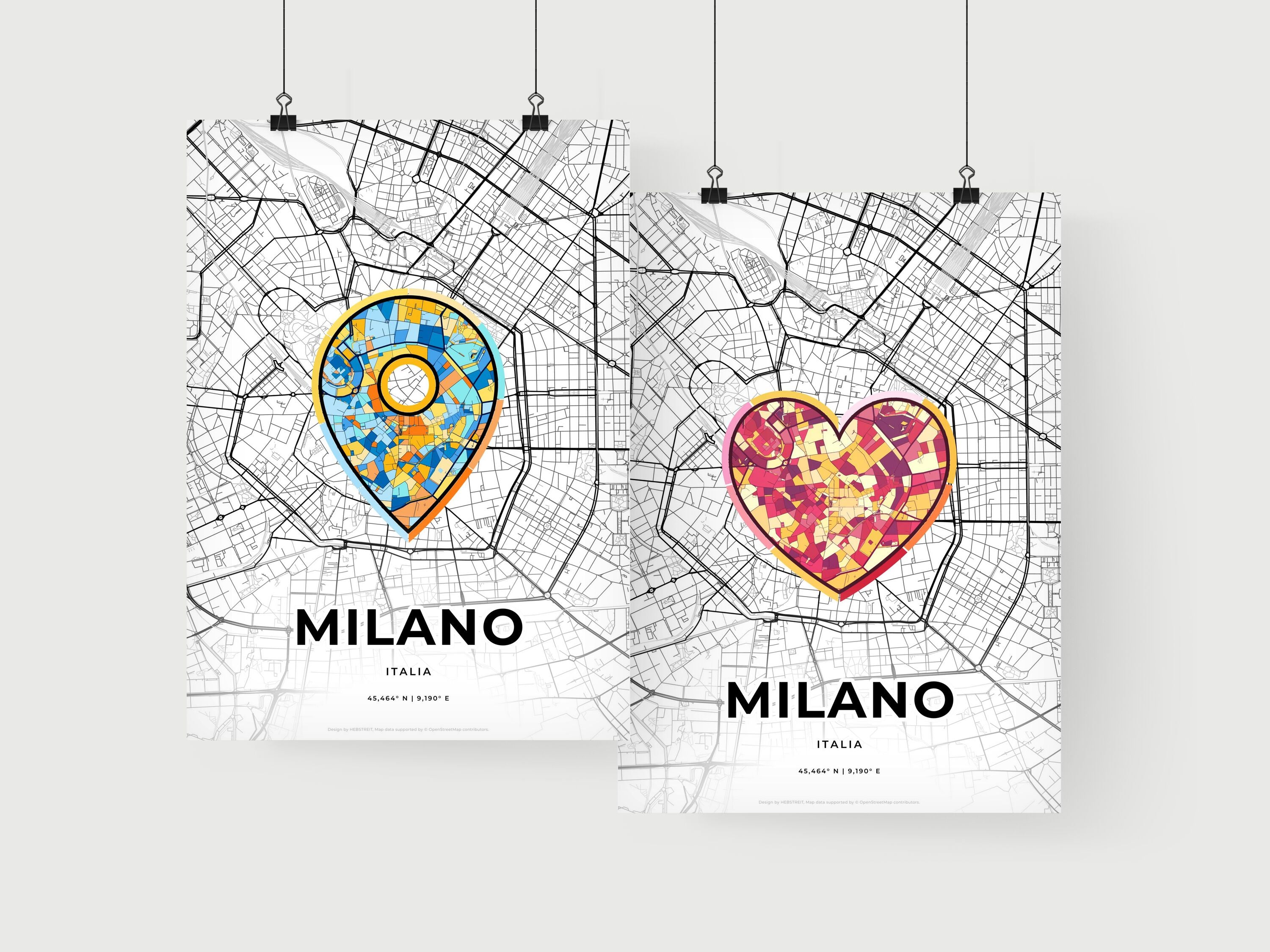 MILAN ITALY minimal art map with a colorful icon. Creative city map ...