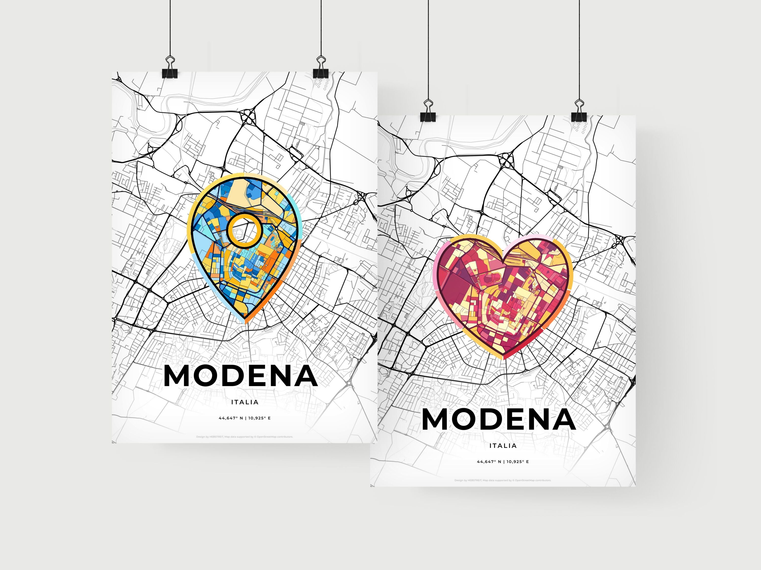 MODENA ITALY minimal art map with a colorful icon. Creative city map ...