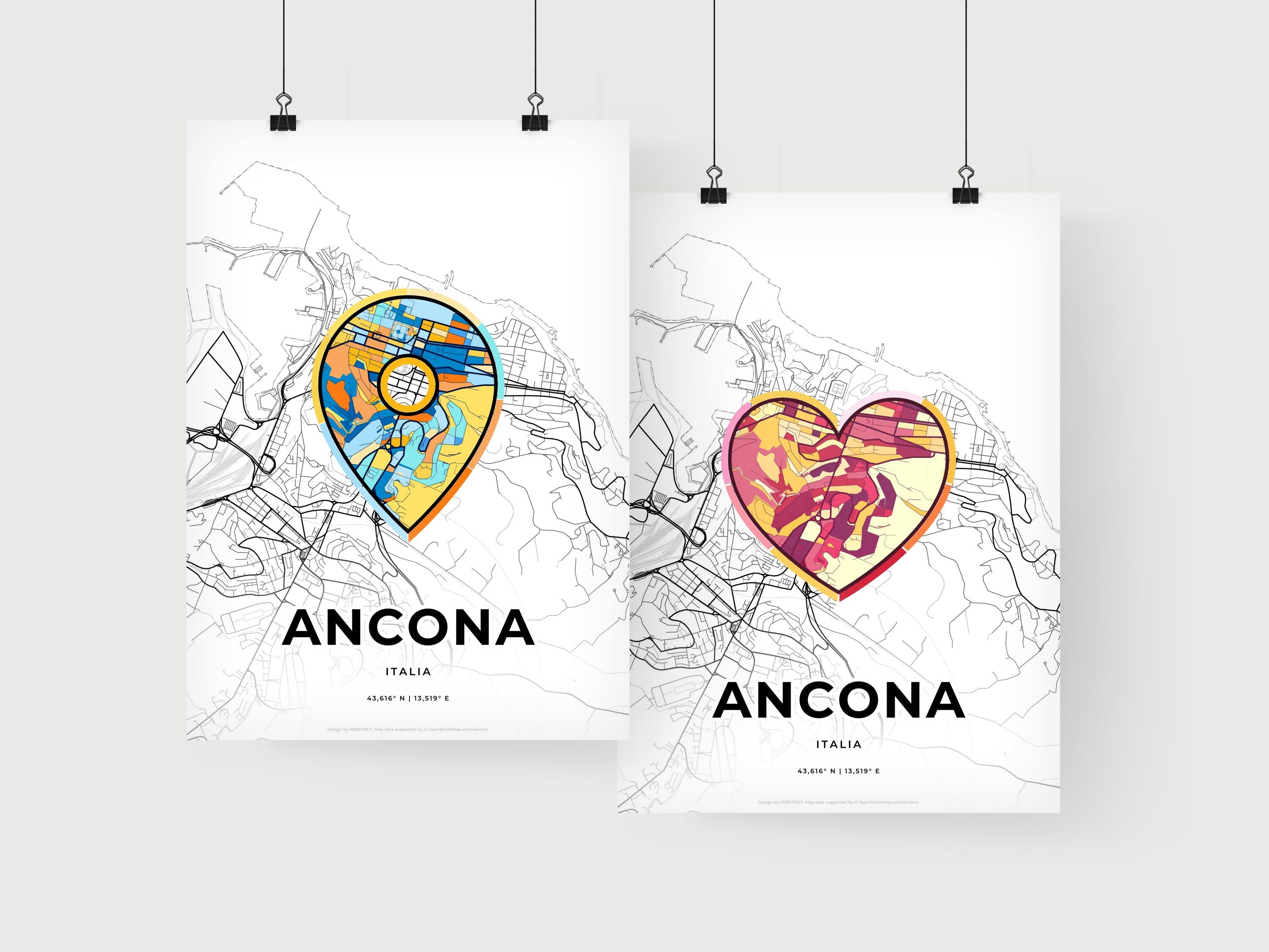 Ancona Italy, Minimal Art Map With A Colorful Icon – HEBSTREIT