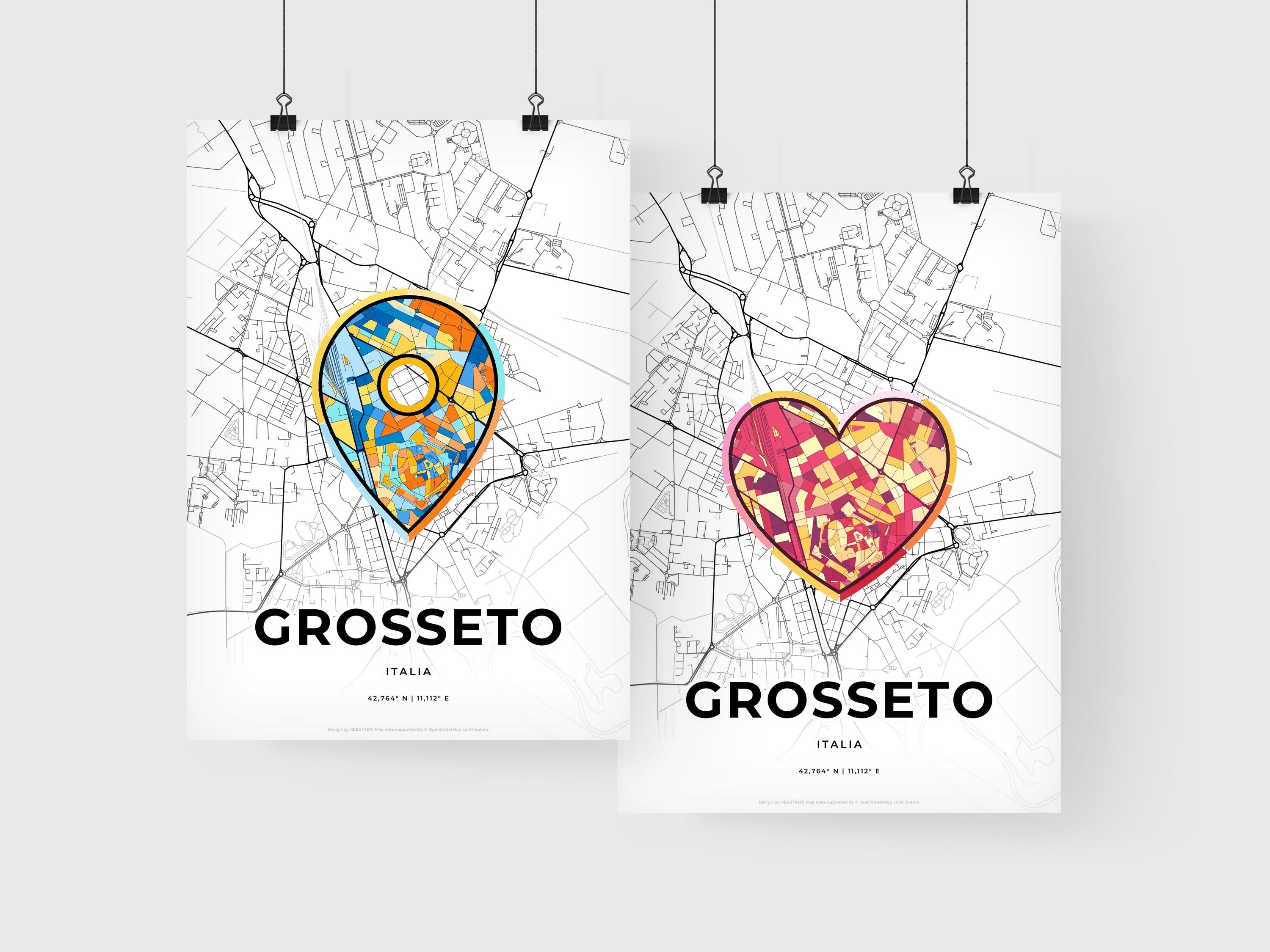 Grosseto Italy, Minimal Art Map With A Colorful Icon – HEBSTREIT