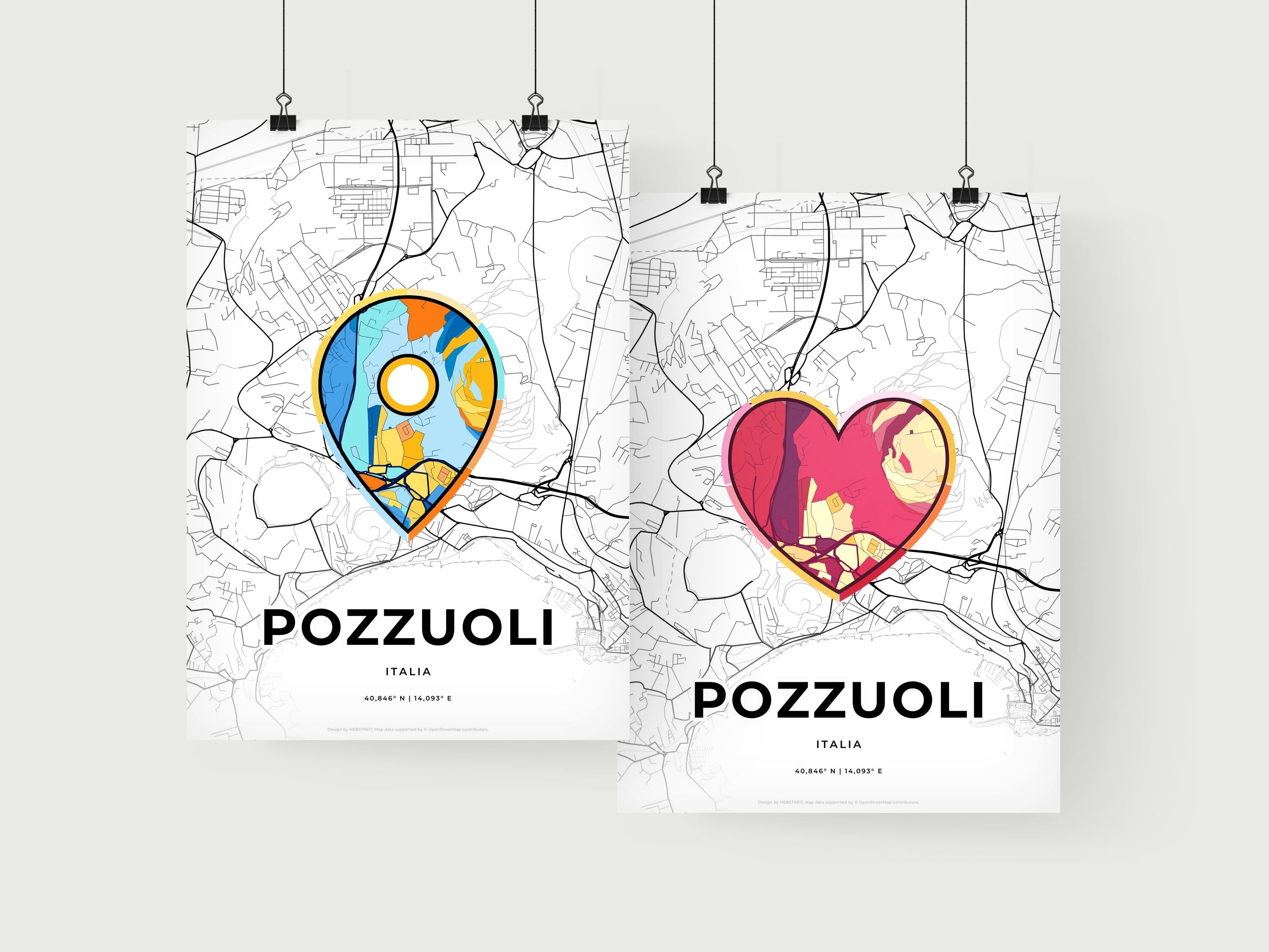Pozzuoli Italy, Minimal Art Map With A Colorful Icon – HEBSTREIT