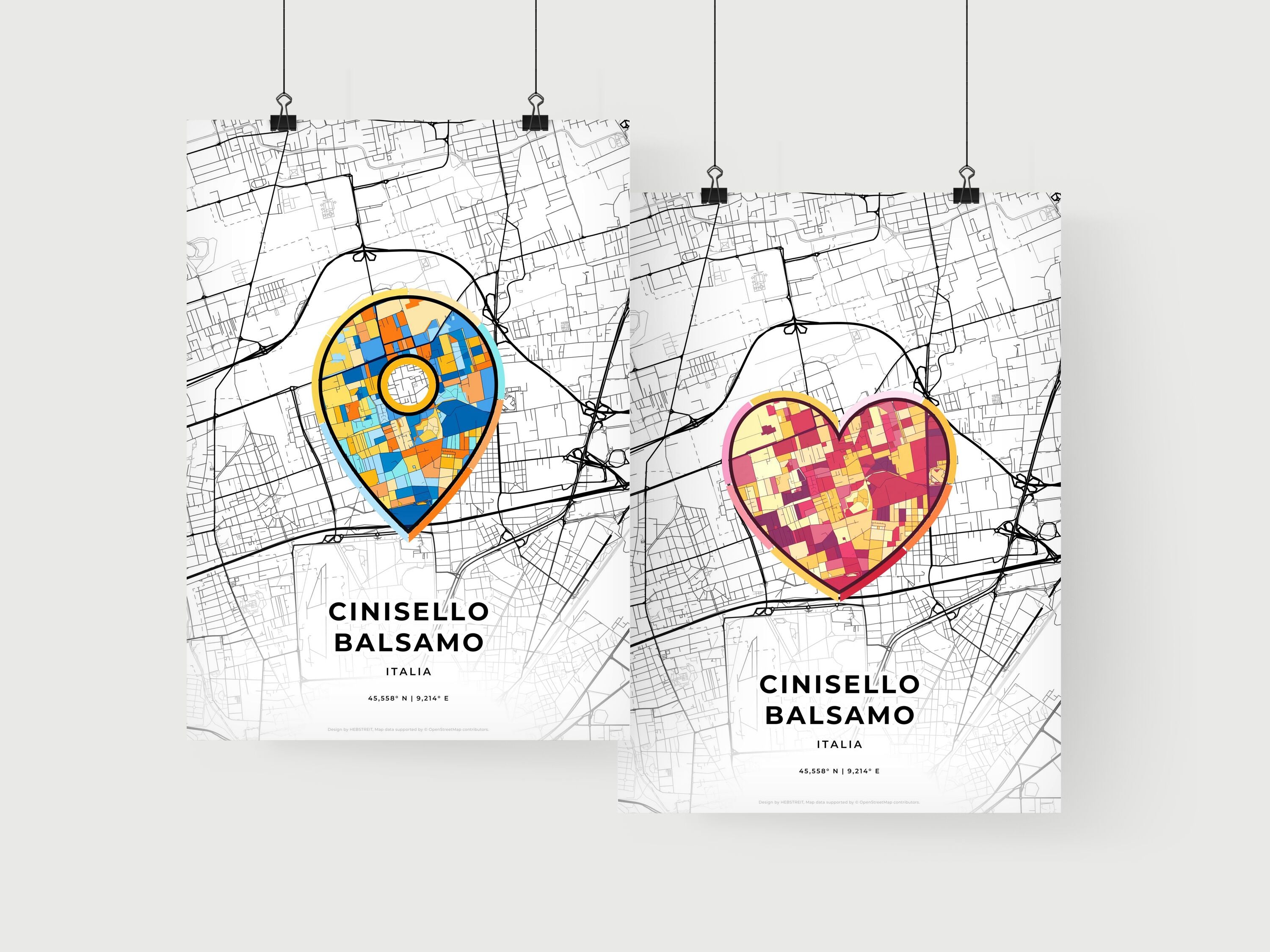 Art Map of Cinisello Balsamo Italy, Minimal Art Map With A Colorful ...