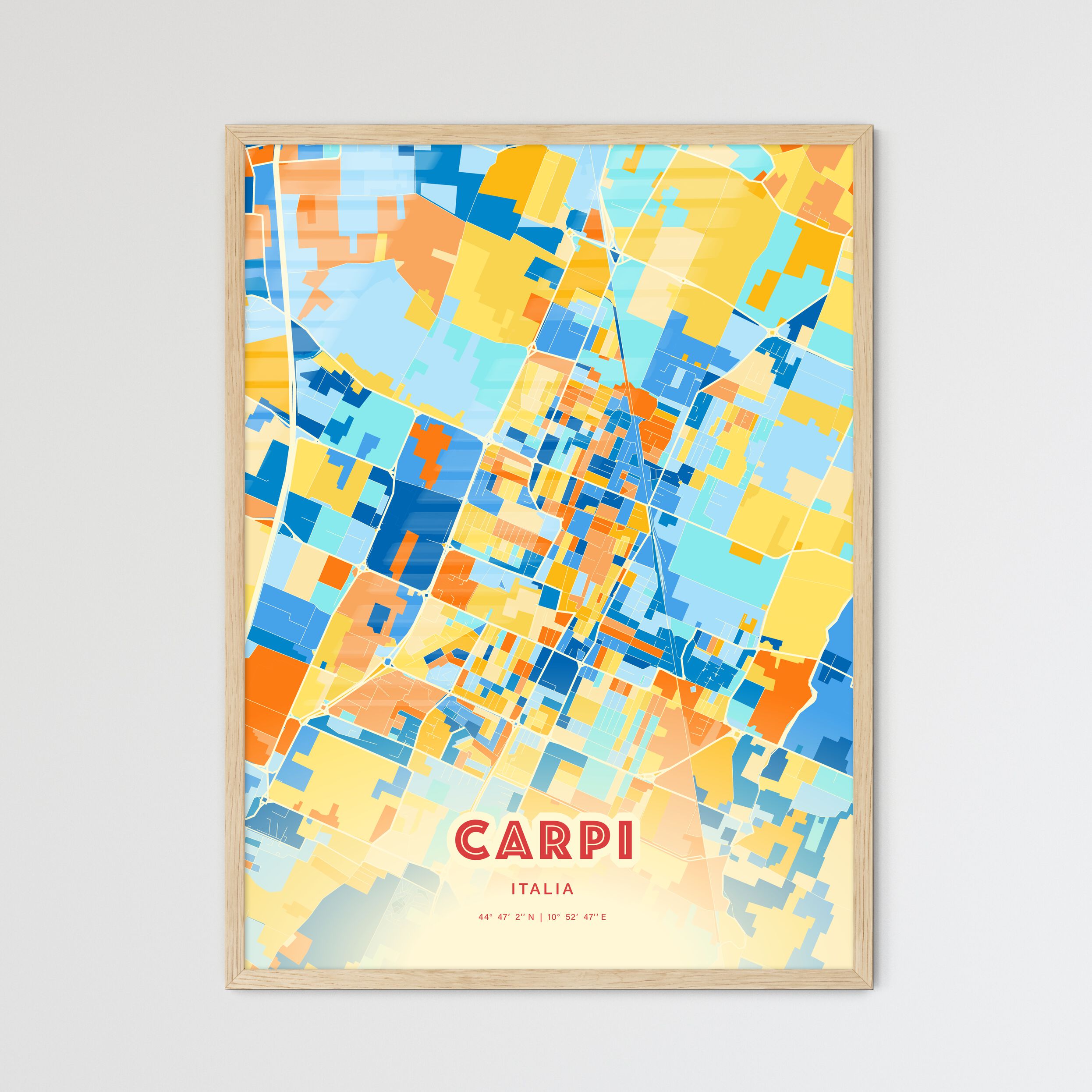 Colorful Carpi Italy Fine Art Map Print by HEBSTREIT