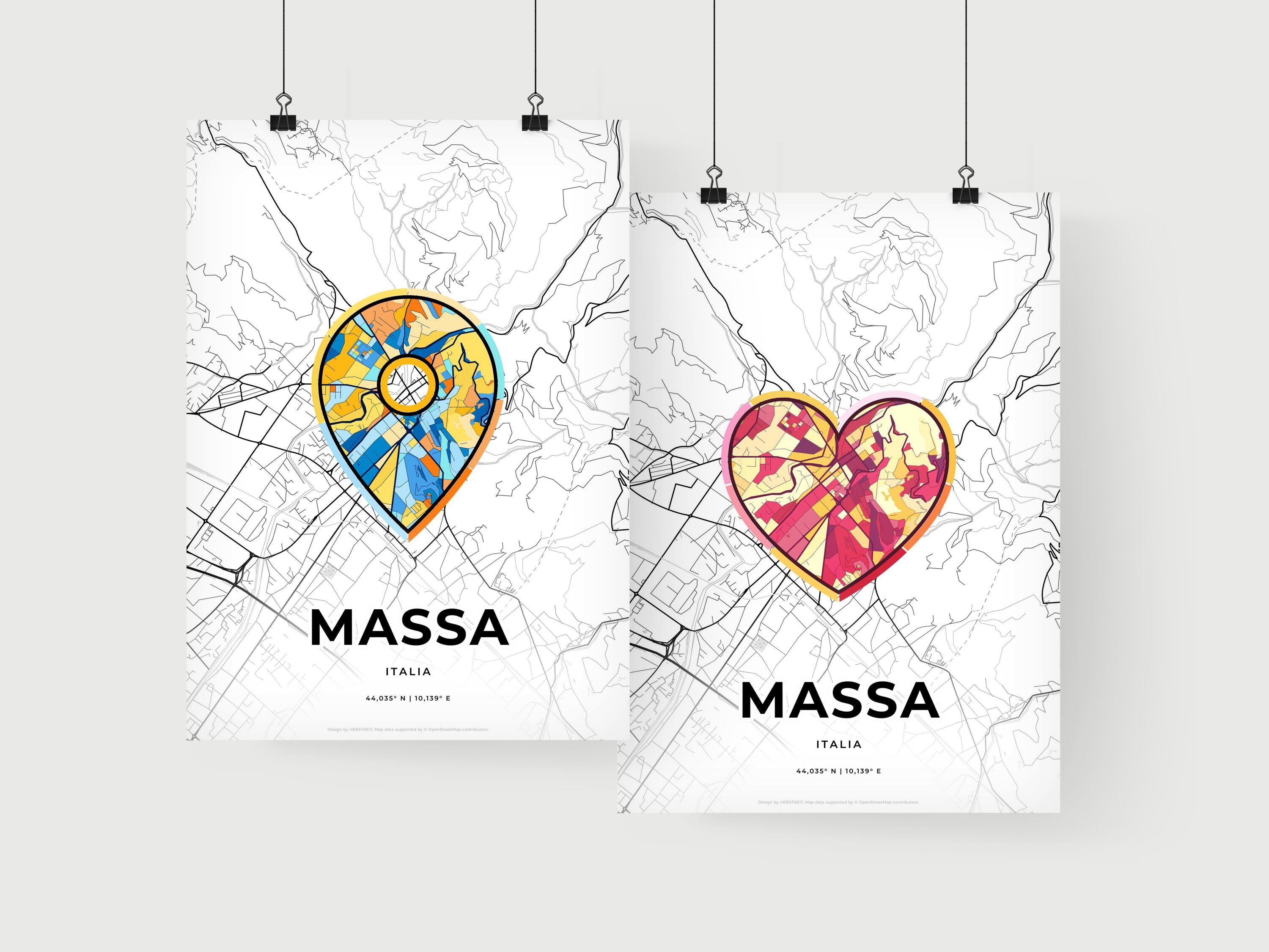 MASSA ITALY minimal art map with a colorful icon. Creative city map ...