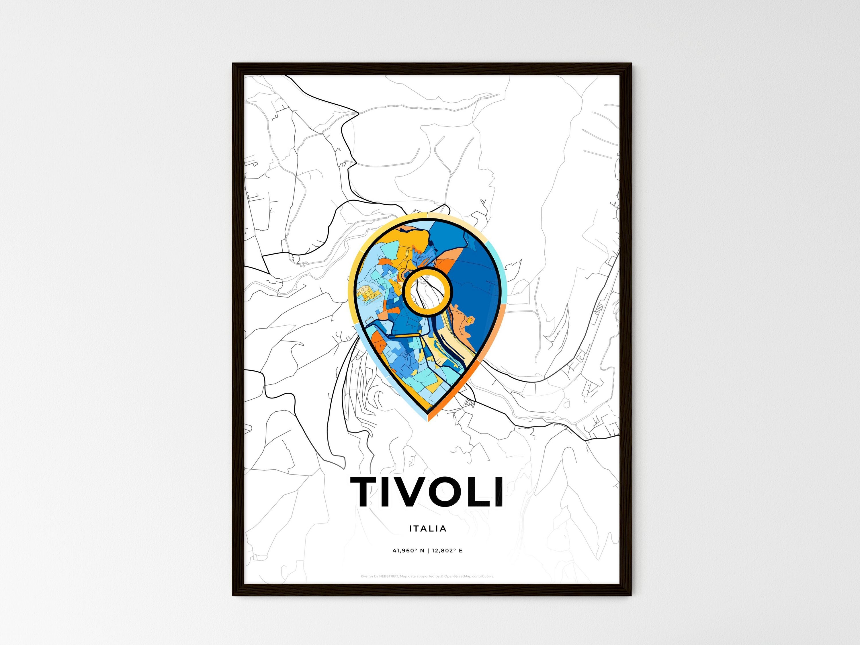 TIVOLI ITALY minimal art map with a colorful icon. Creative city map ...