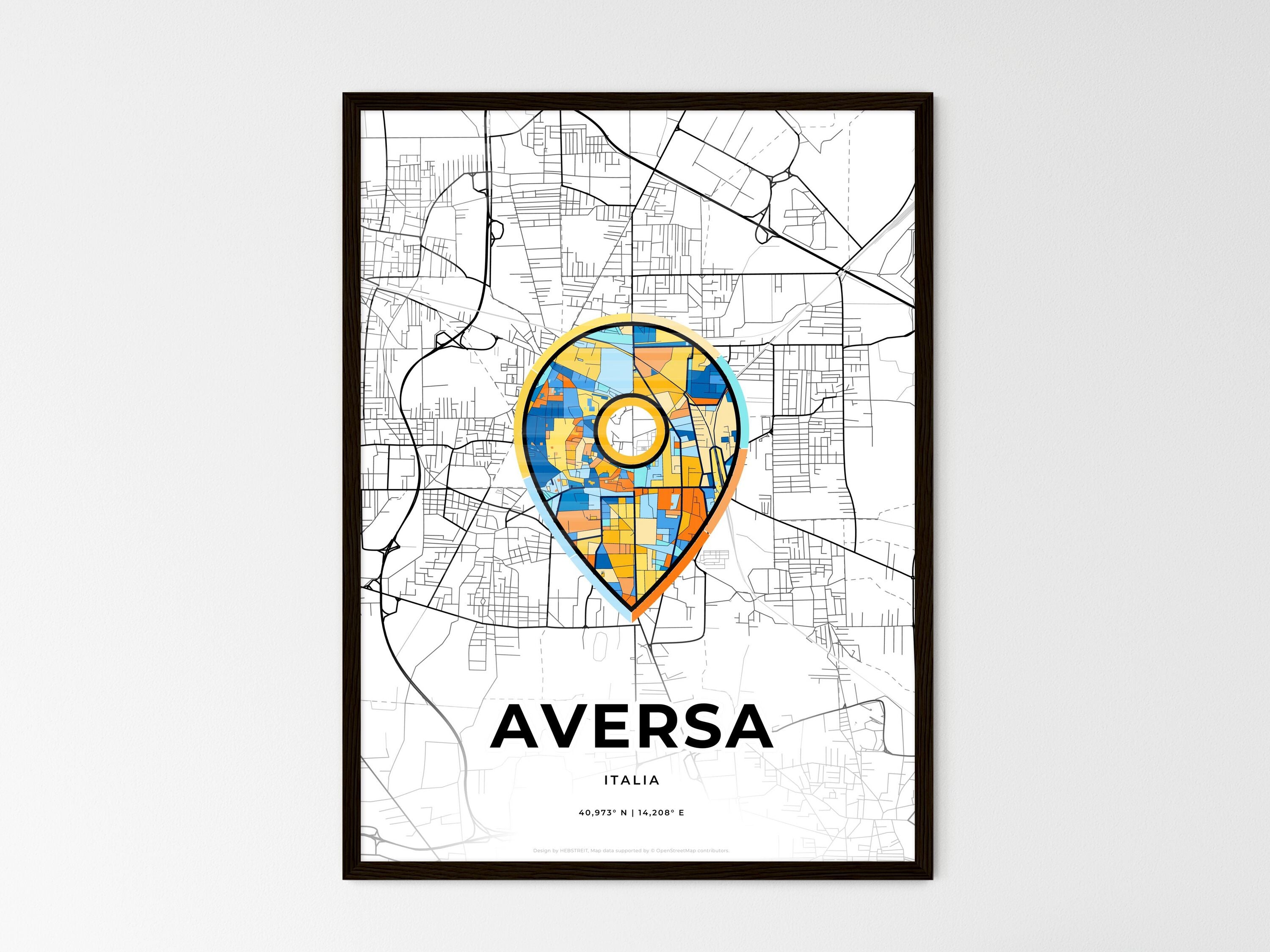 AVERSA ITALY minimal art map with a colorful icon. Creative city map ...