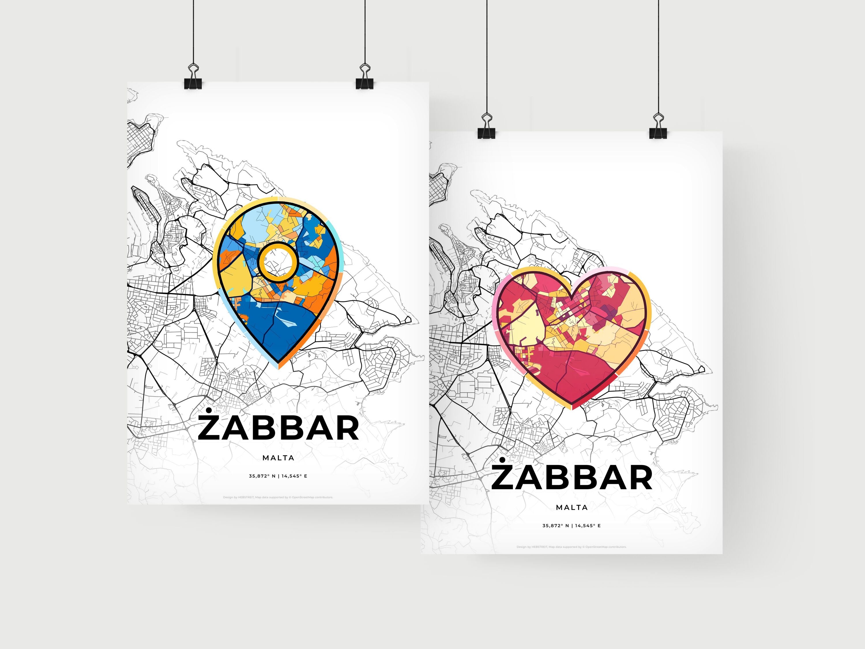 Żabbar Malta, Minimal Art Map With A Colorful Icon – HEBSTREIT