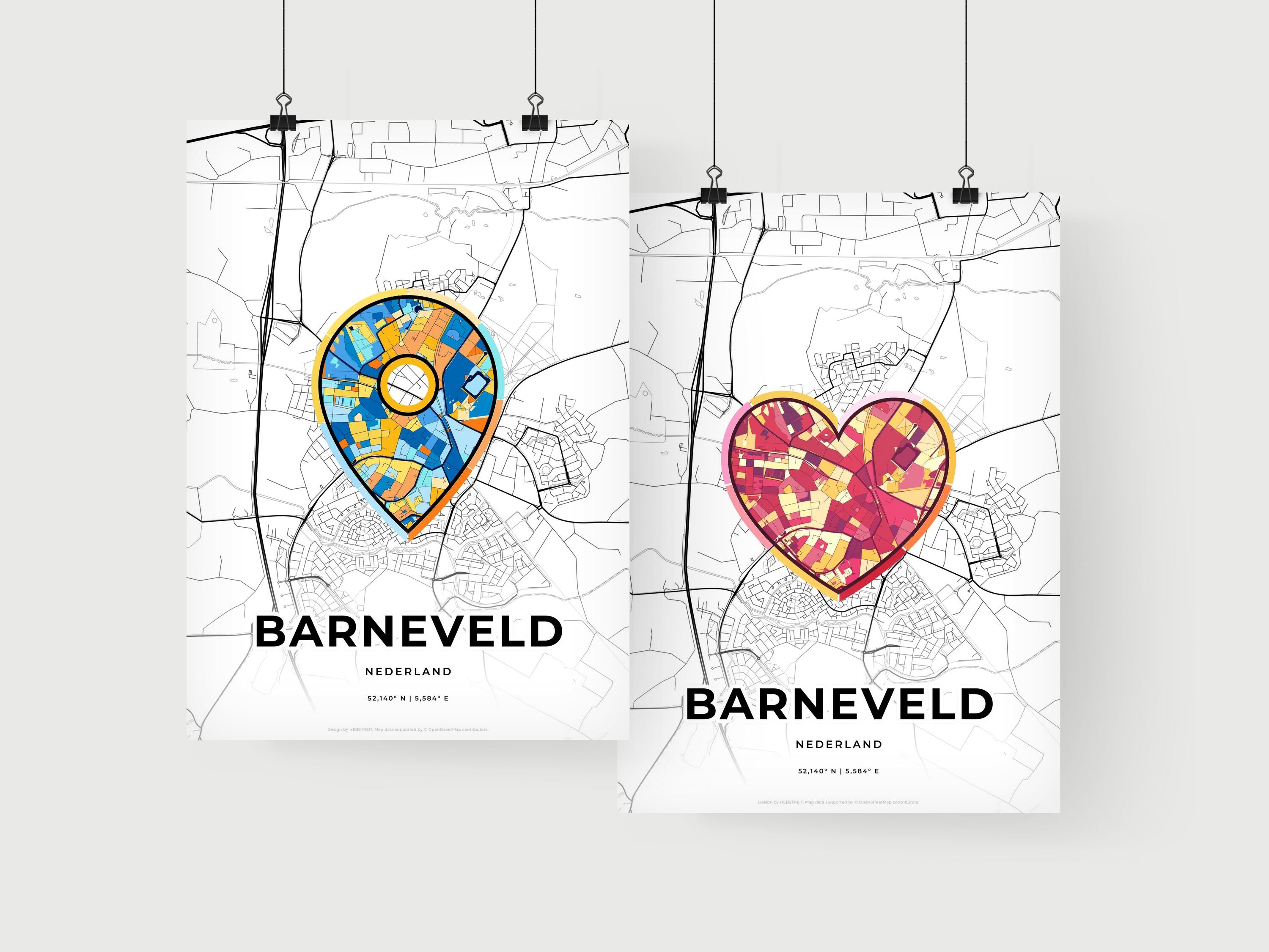 Art Map of Barneveld Netherlands, Minimal Art Map With A Colorful Icon ...