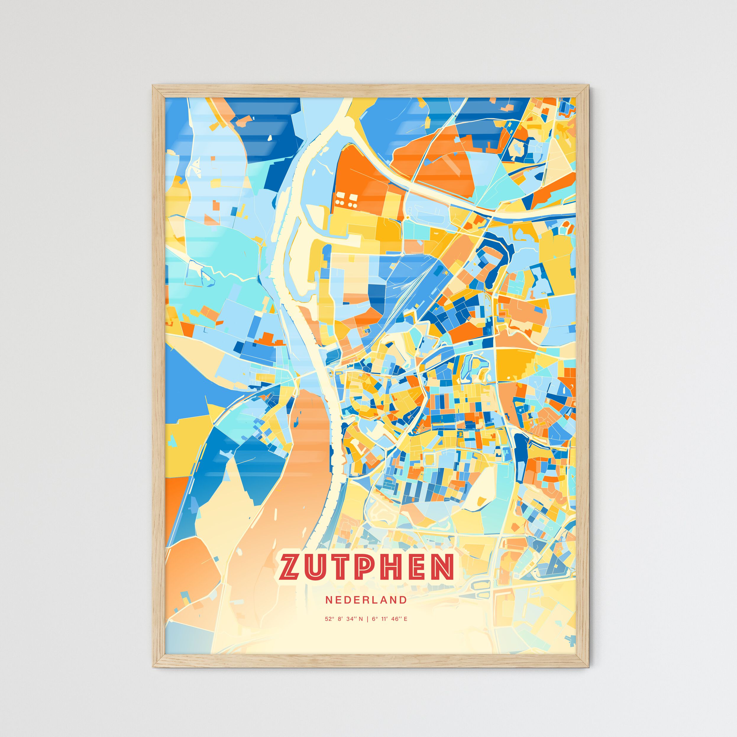 Colorful Zutphen Netherlands Fine Art Map Poster | Customizable – HEBSTREIT