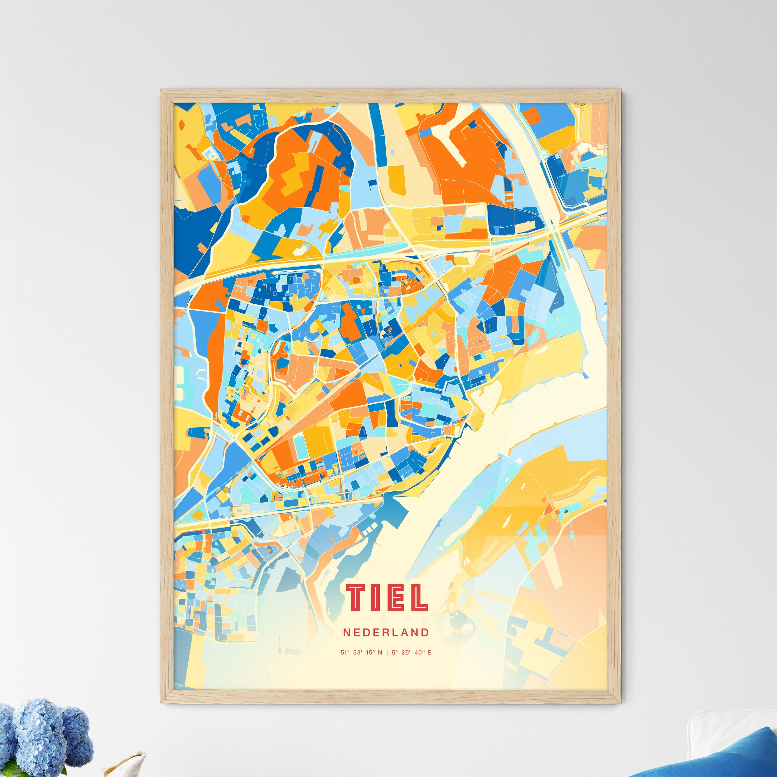 Colorful Tiel Netherlands Fine Art Map Poster | Customizable – HEBSTREIT