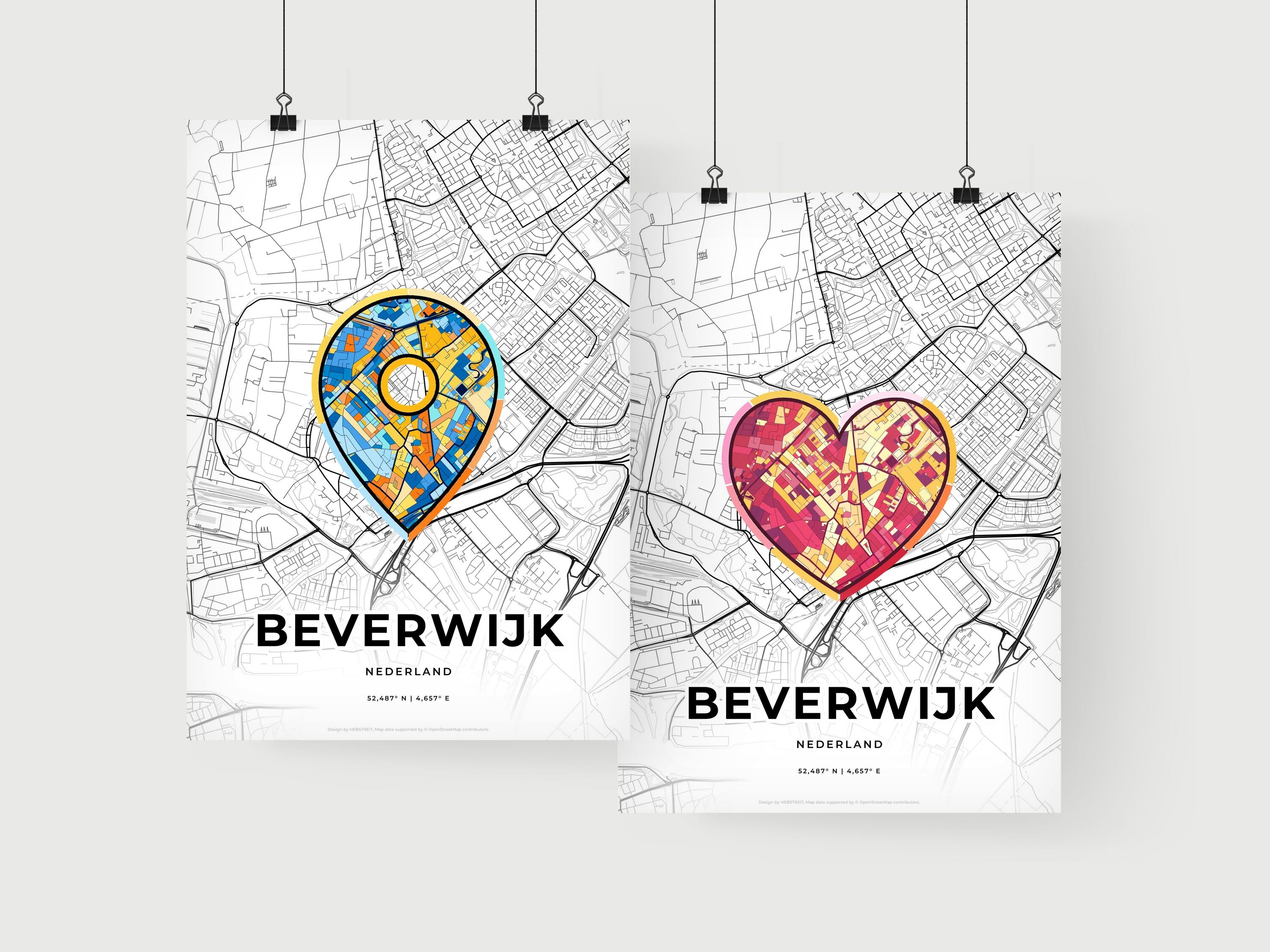Beverwijk Netherlands, Minimal Art Map With A Colorful Icon – HEBSTREIT
